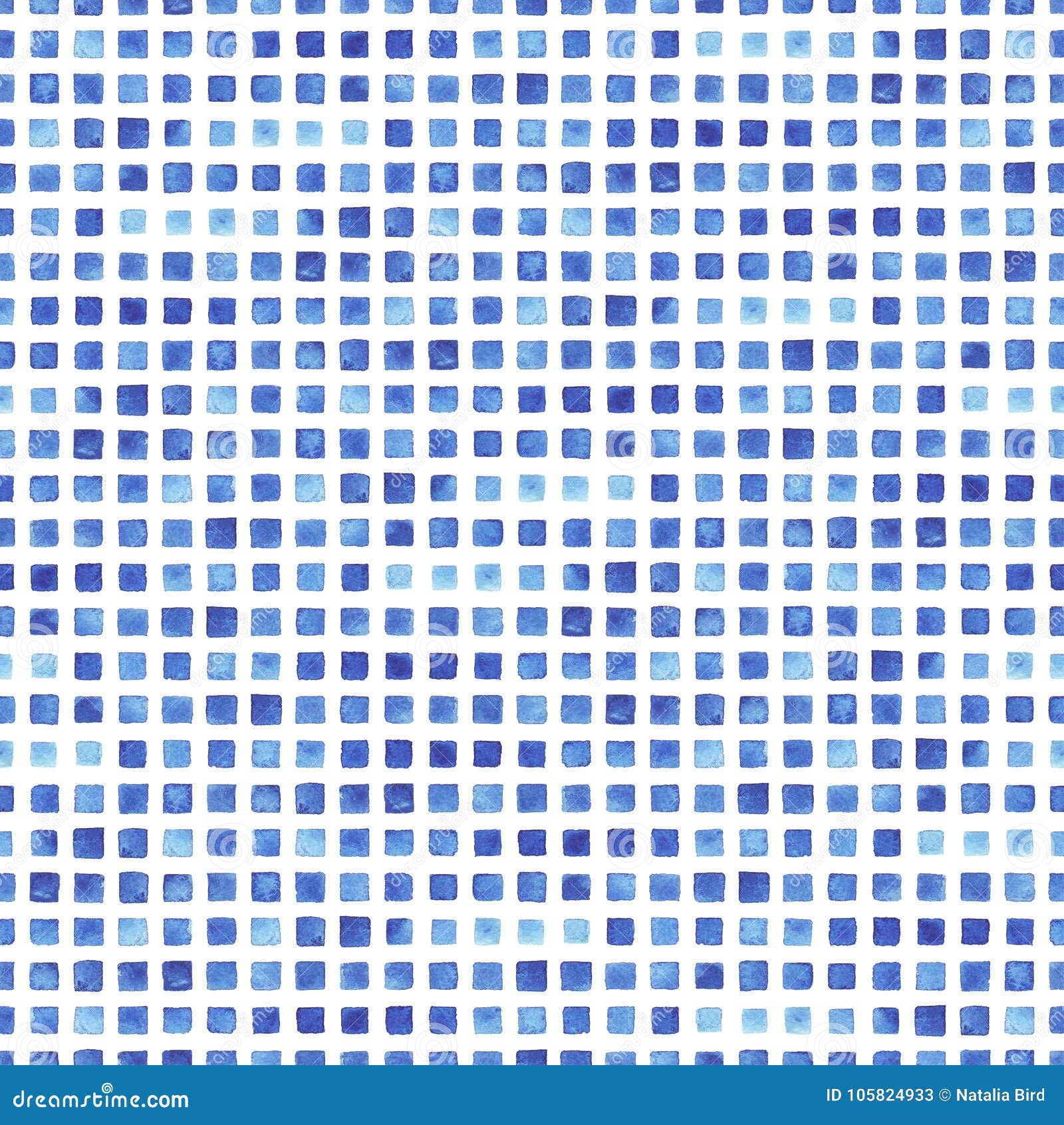 Watercolor Seamless Pattern with Blue Rectangle. Stock Illustration ...