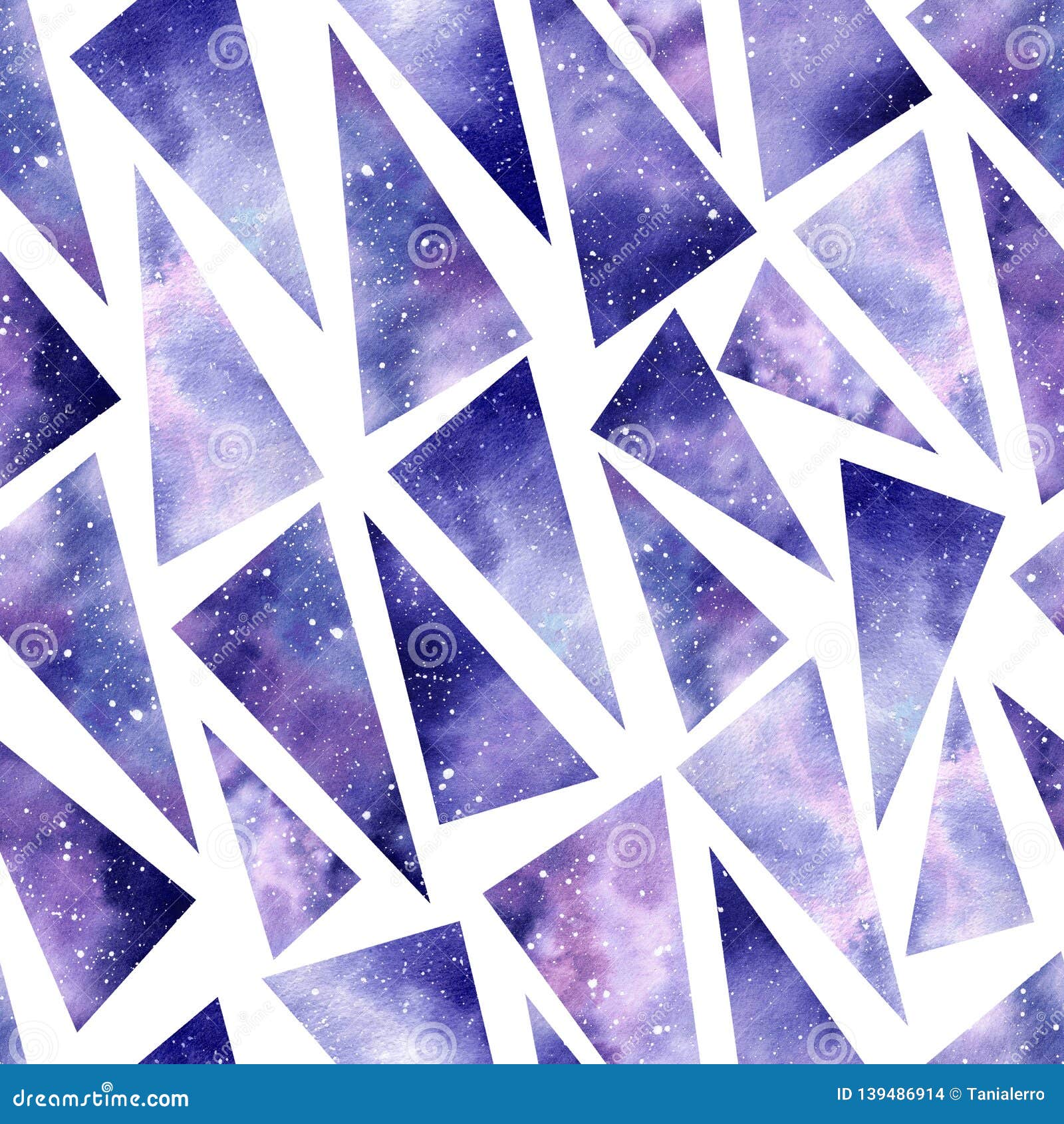 Watercolor Seamless Pattern with Bright Galaxy Abstract Objects. Stock ...