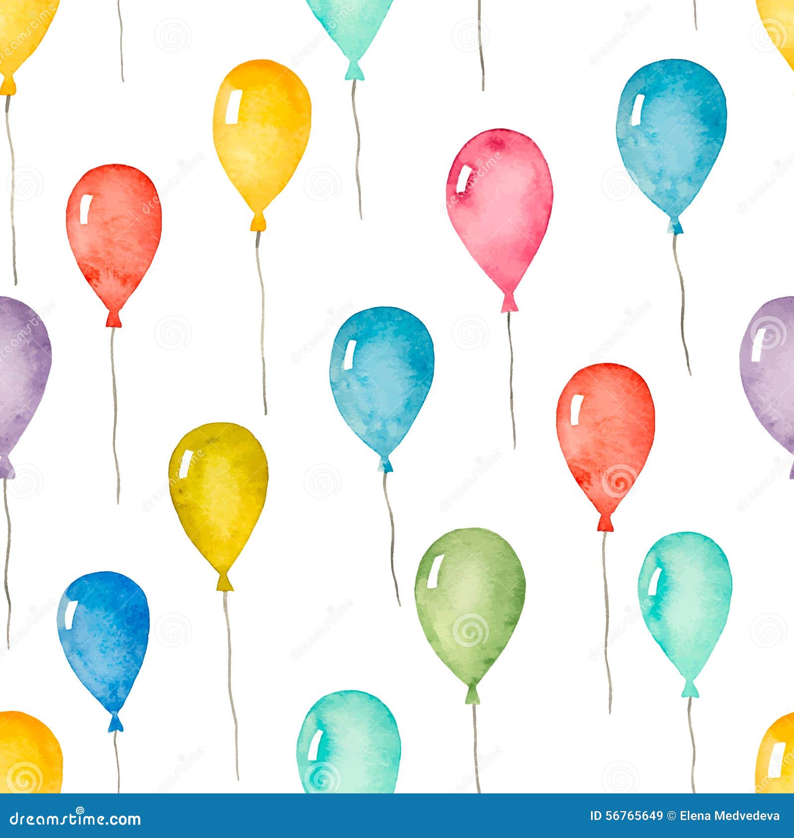 Watercolor Seamless Pattern with Colorful Balloons Stock Vector ...