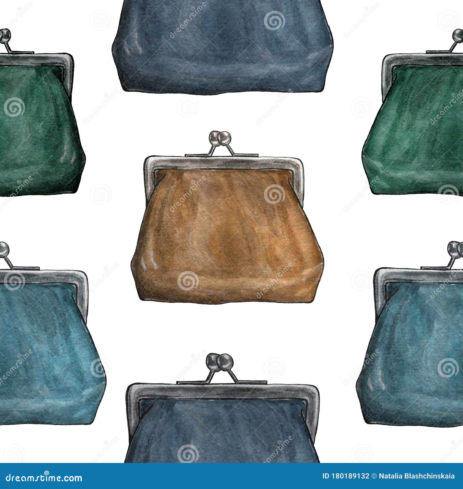 Watercolor Seamless Pattern of Cute Purses for Wallpaper and Decoration ...