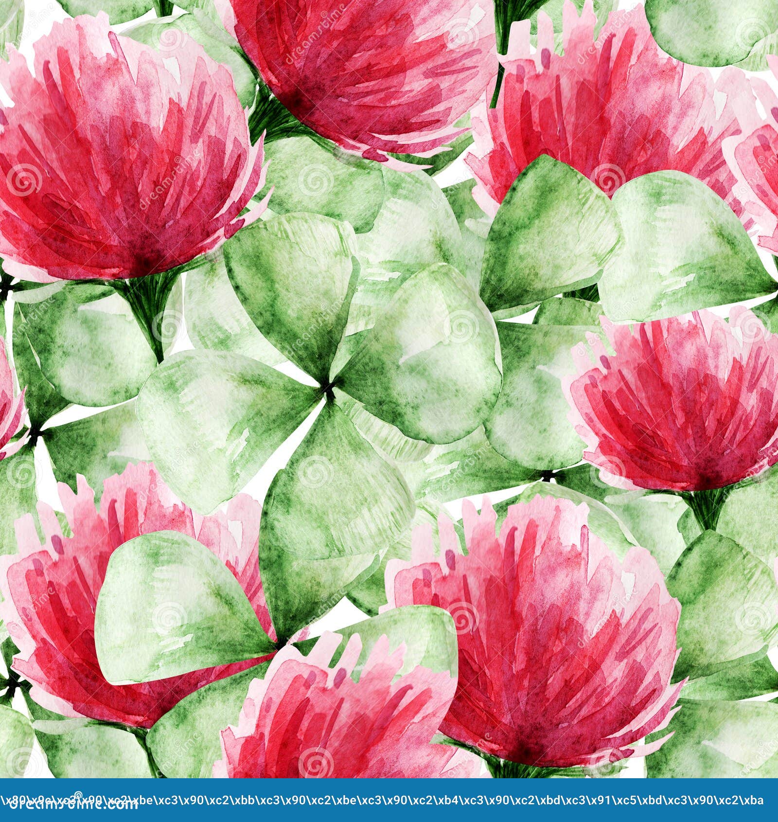 Watercolor Seamless Pattern Digital Paper Clover Stock Illustration ...