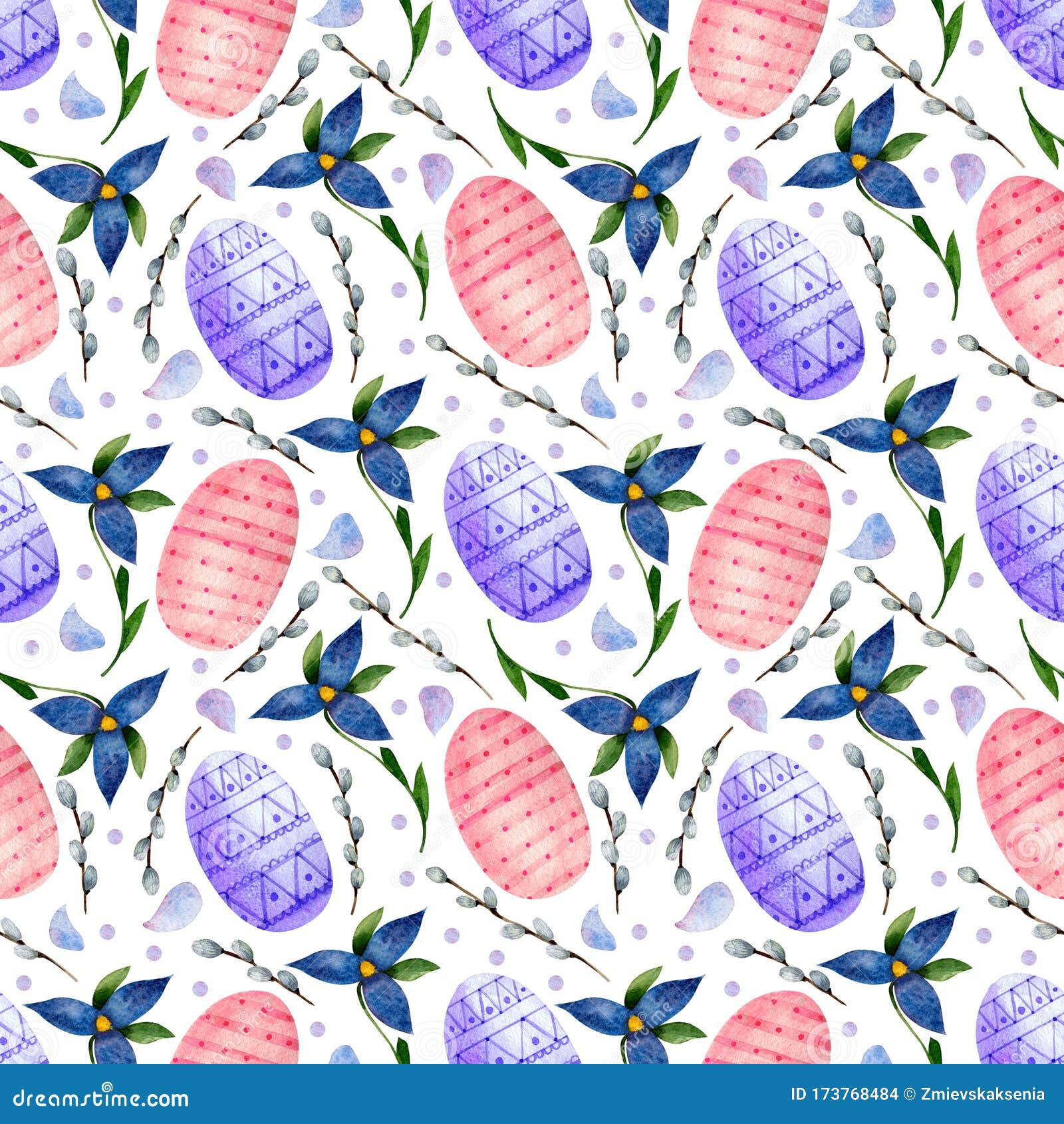 Watercolor Seamless Pattern for Easter. Bright Hand-drawn Background ...