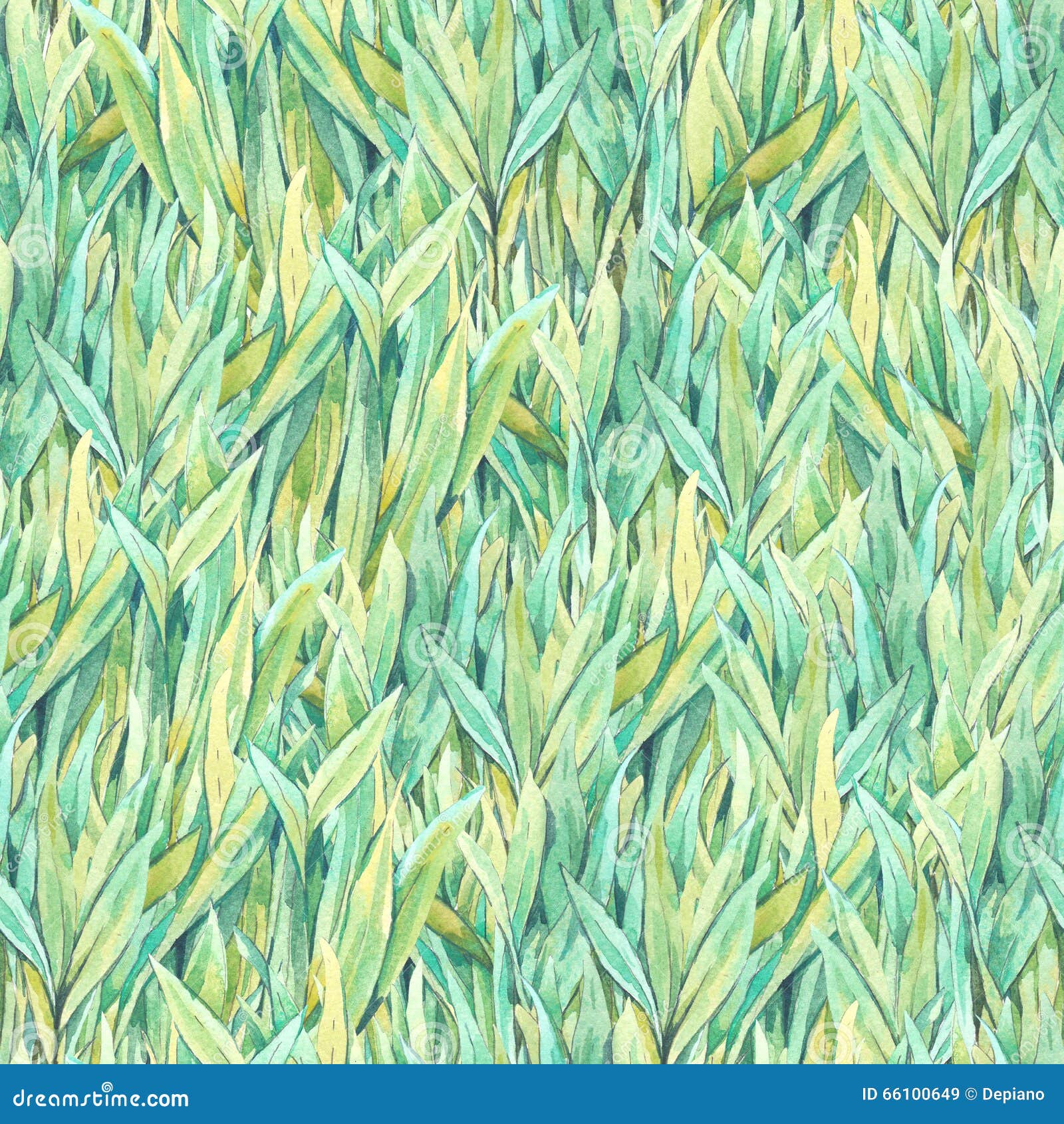 Watercolor Seamless Pattern with Grass Stock Illustration ...