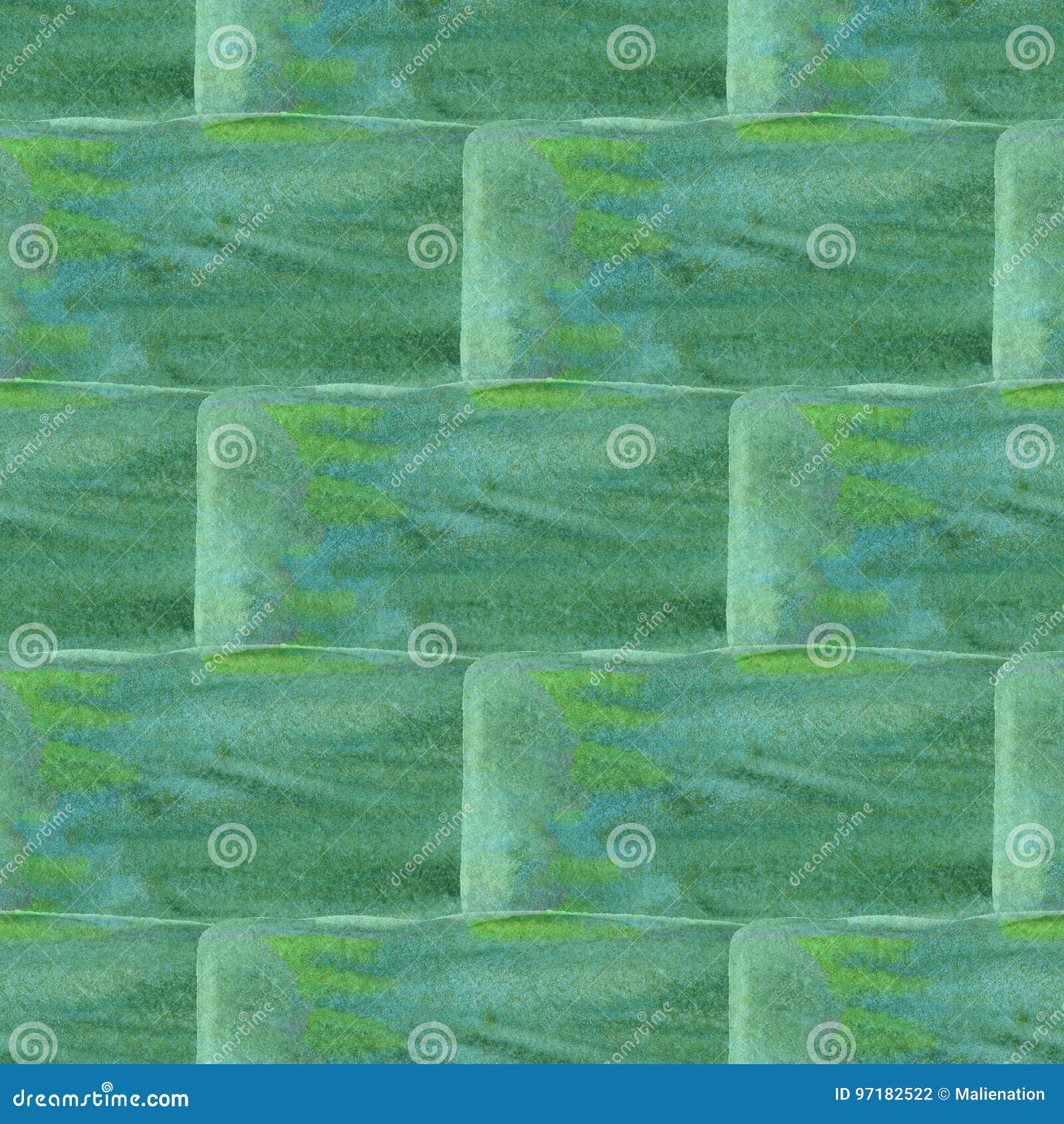 Watercolor Seamless Pattern with Green Bricks Texture. Modern Textile ...