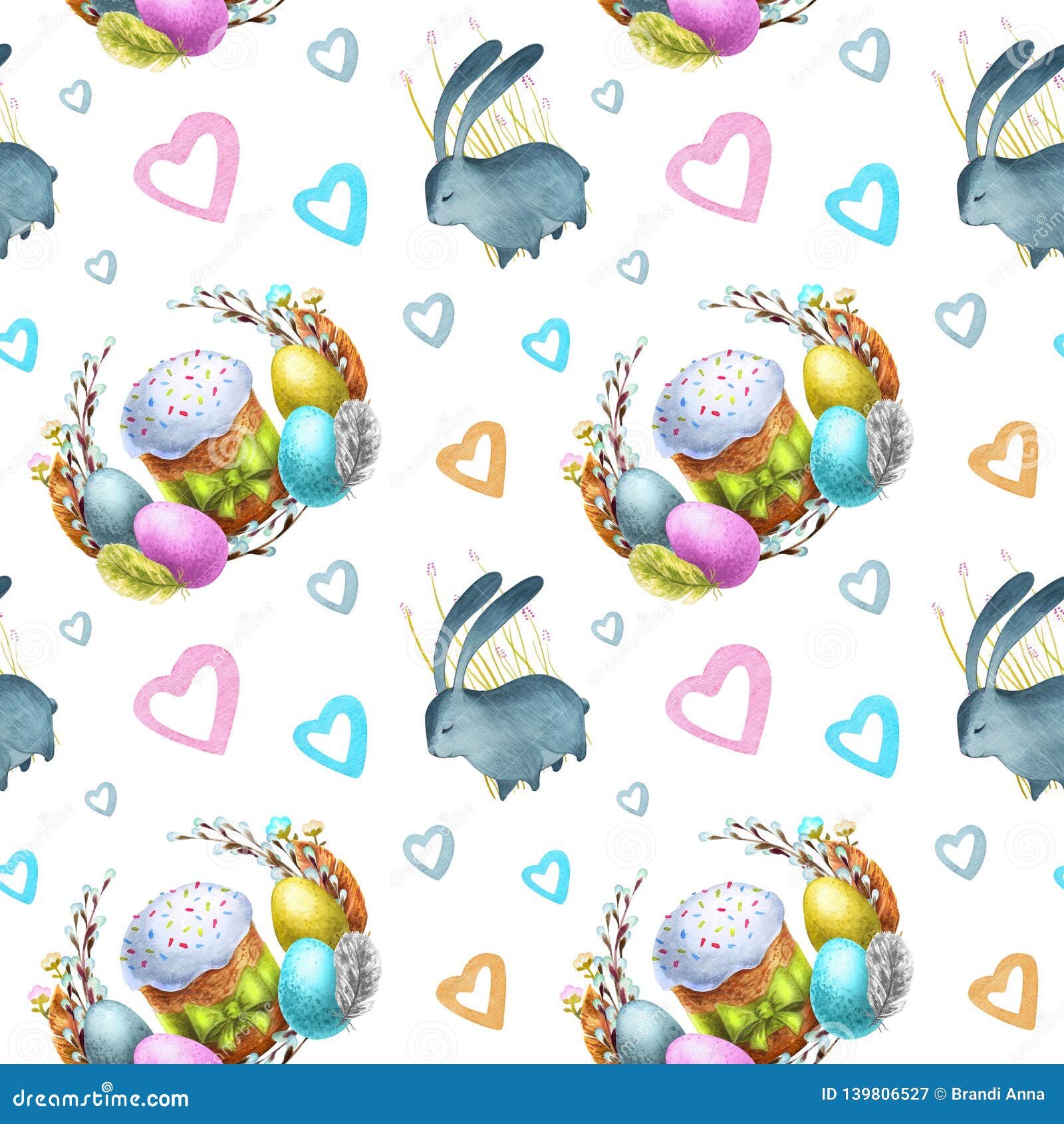Watercolor Seamless Pattern Holiday Happy Easter. Stock Illustration ... Watercolor Seamless Pattern Holiday Happy Easter. Stock Illustration ...