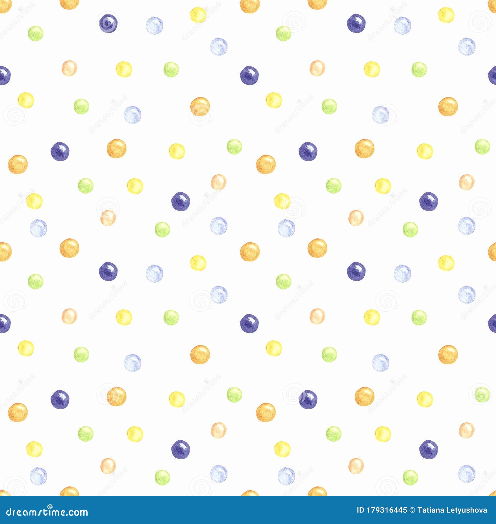Watercolor Seamless Pattern with the Image of Multi-colored Balls on a ...