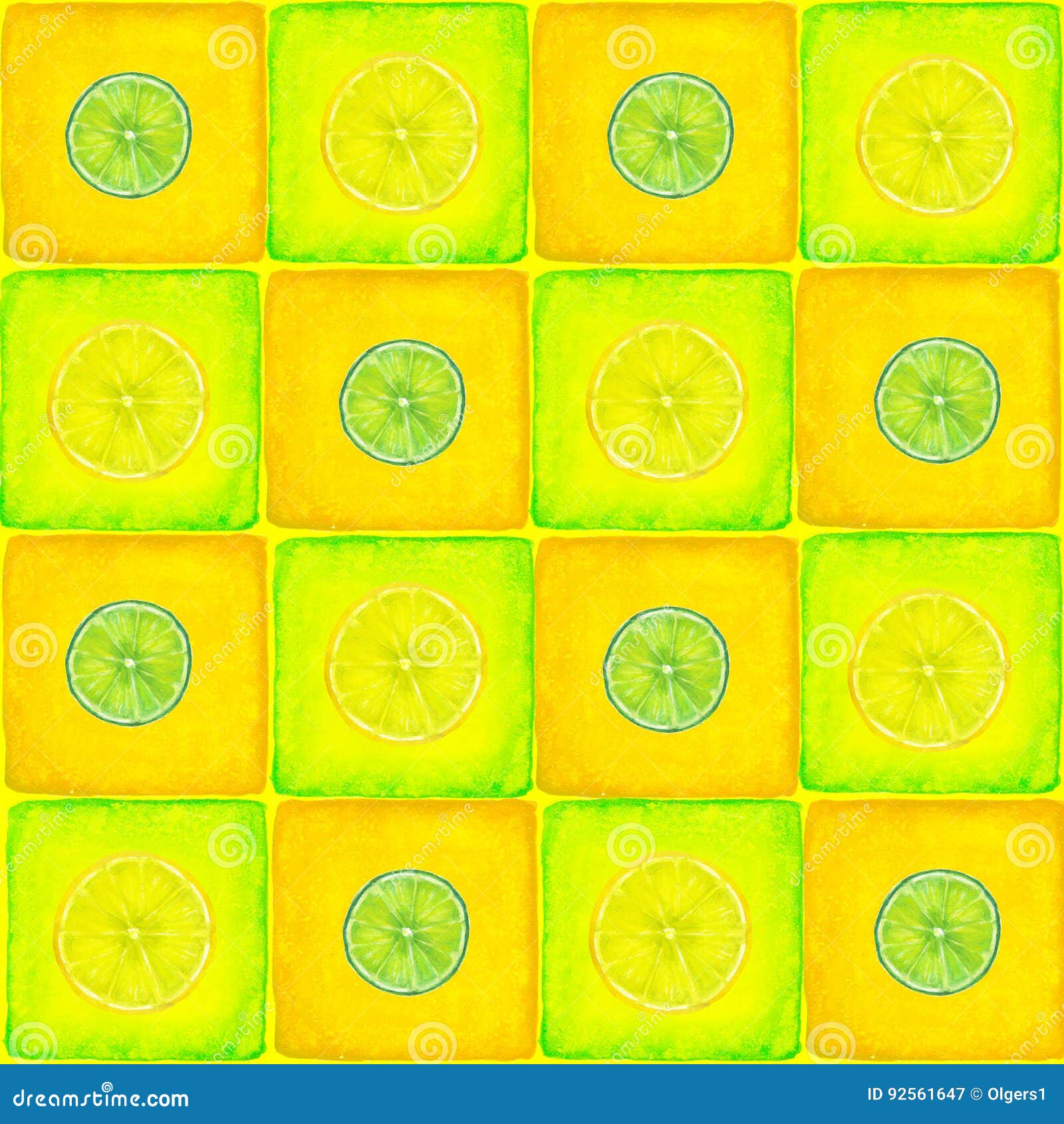 Watercolor Seamless Pattern with Lemon and Lime Slices on Bright Stock ...