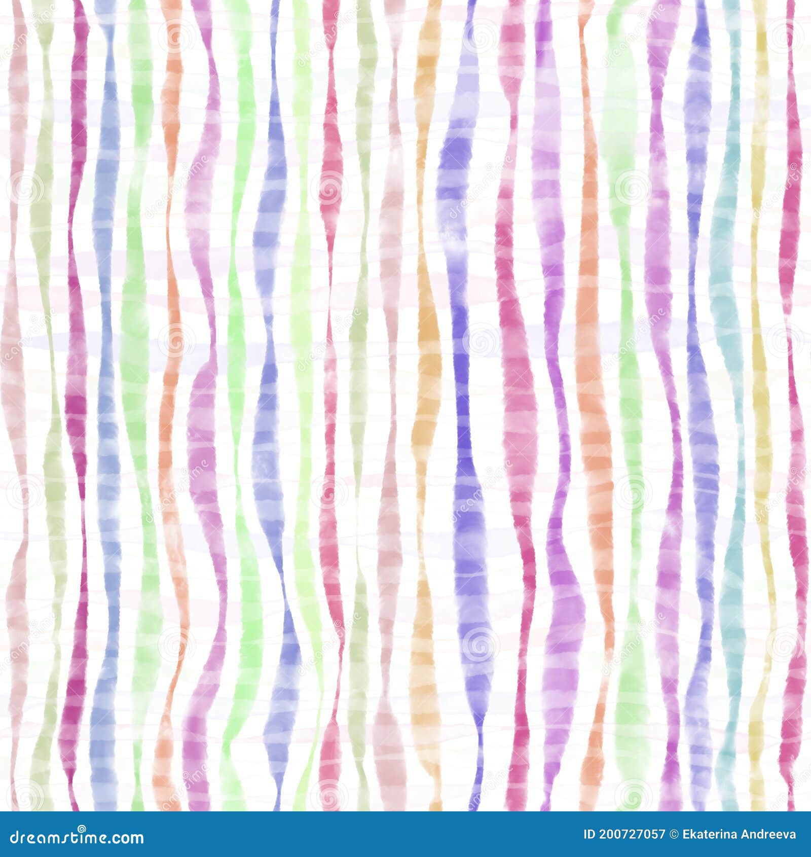 Watercolor Seamless Pattern of Multicolored Vertical Lines on White ...