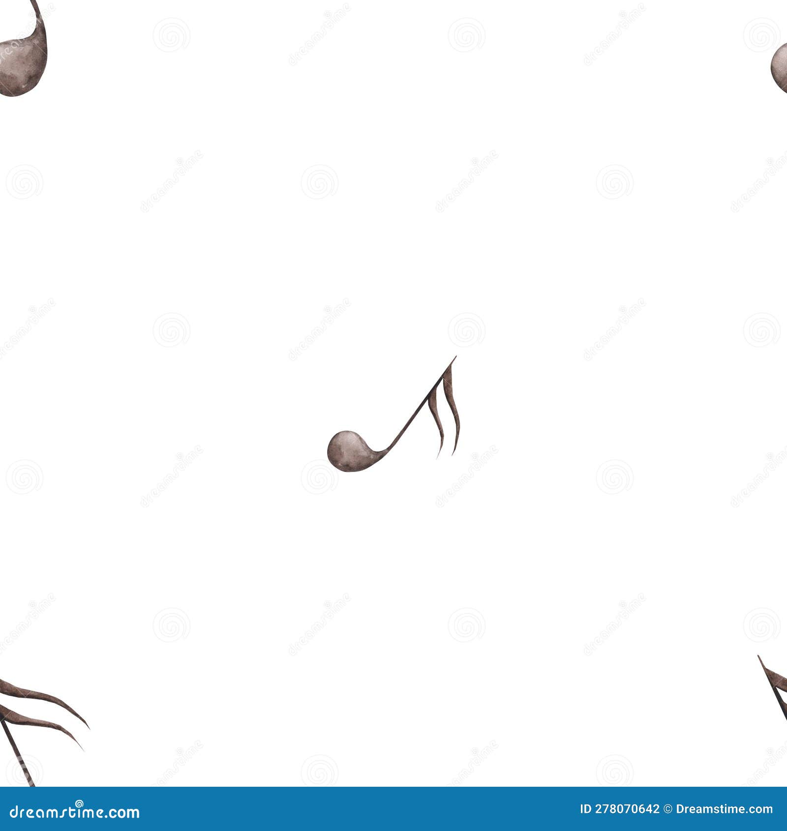 Watercolor Seamless Pattern Musical Notes. Drawn by Hand Stock ...