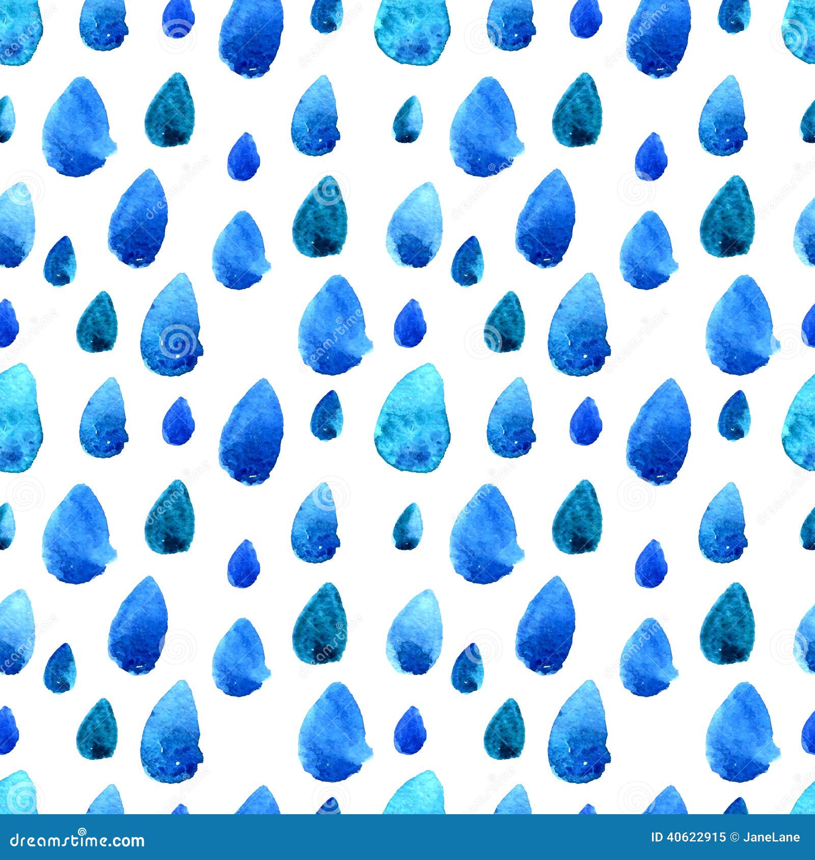 Watercolor Seamless Pattern with Rain Drops Stock Illustration ...
