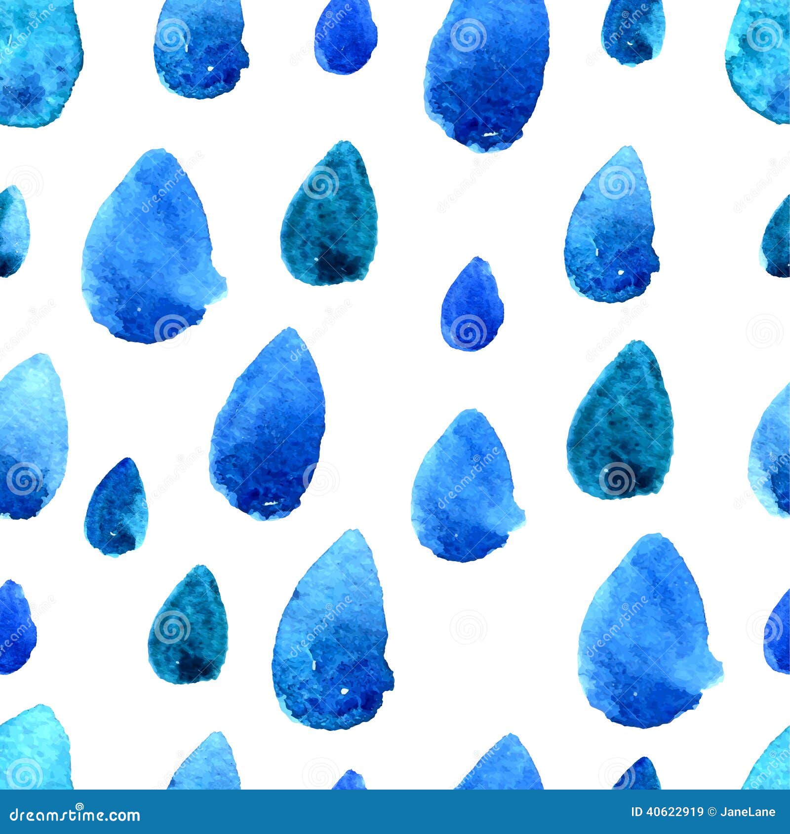 Watercolor Seamless Pattern with Rain Drops Stock Vector - Illustration ...