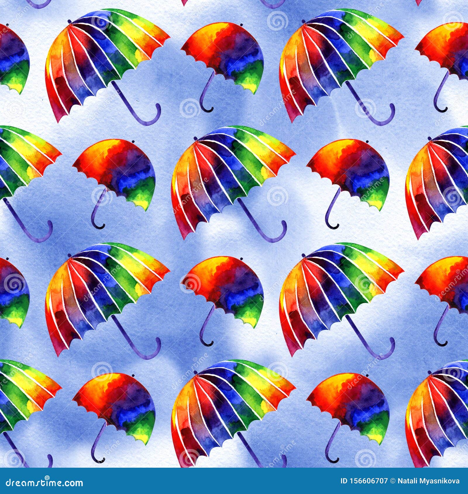 Watercolor Seamless Pattern with Rainbow Umbrellas. Digital Clipart for ... Watercolor Seamless Pattern with Rainbow Umbrellas. Digital Clipart for ...