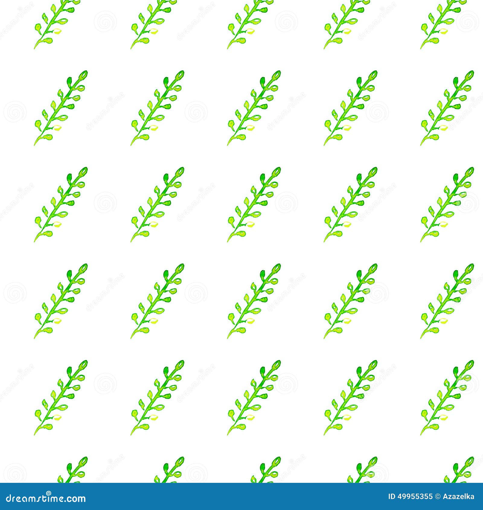 Watercolor Seamless Pattern. Simple Spring Hand Drawn Background. Green ...