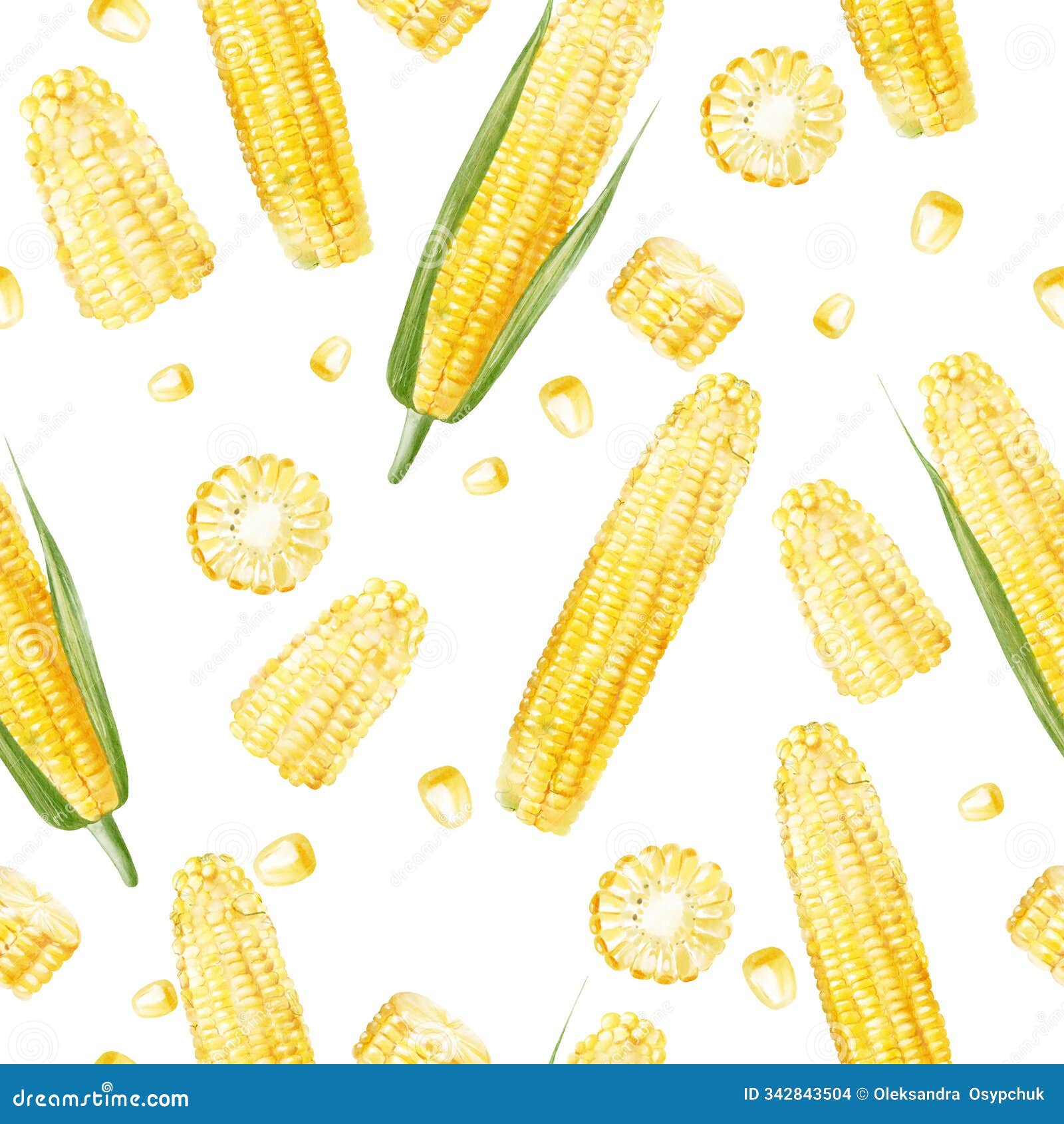 Watercolor Seamless Pattern with Sweet Corn Stock Illustration ...