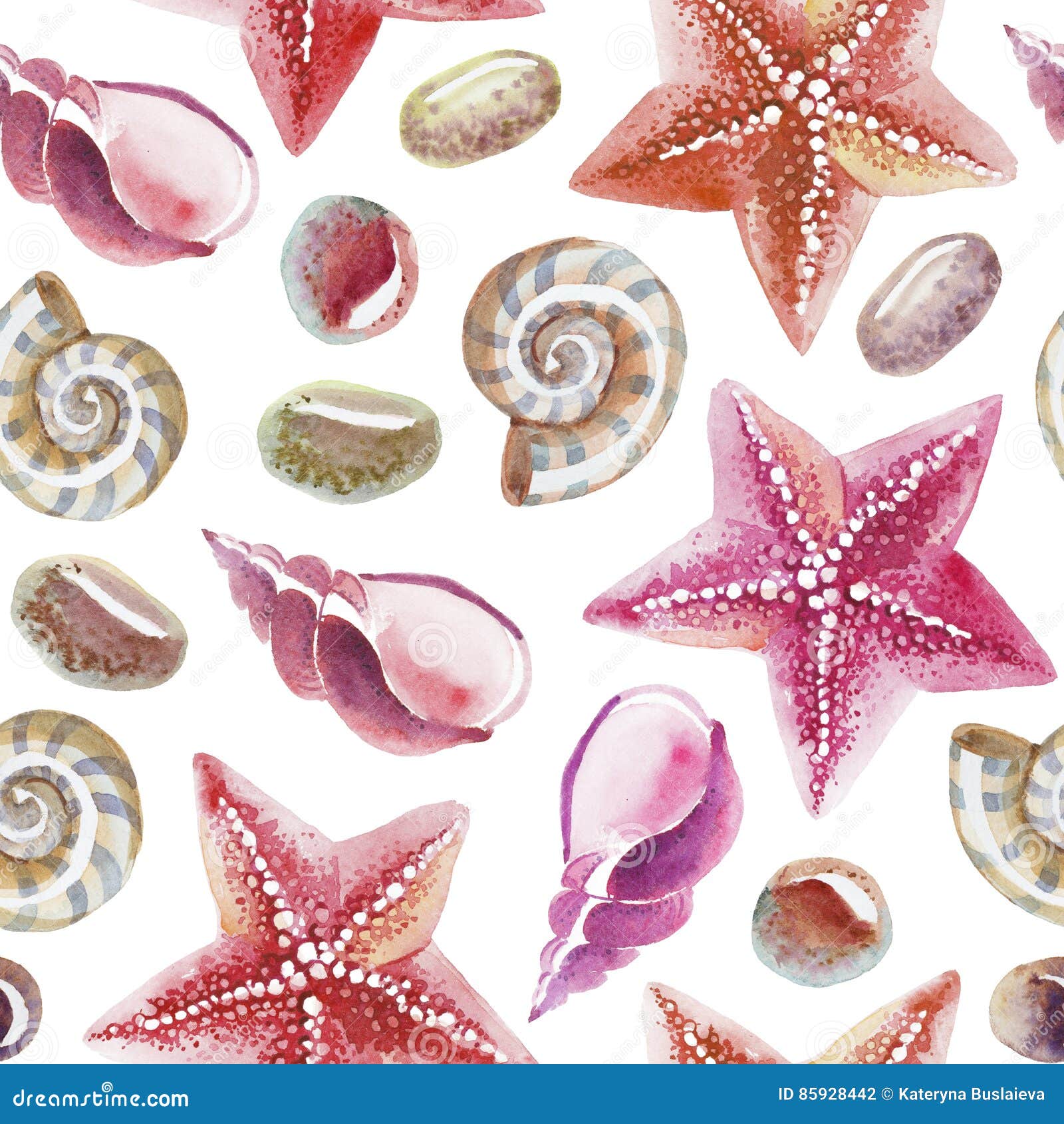 Sea Shell And Starfish Pattern In Turquoise Blue Background Ai ...
