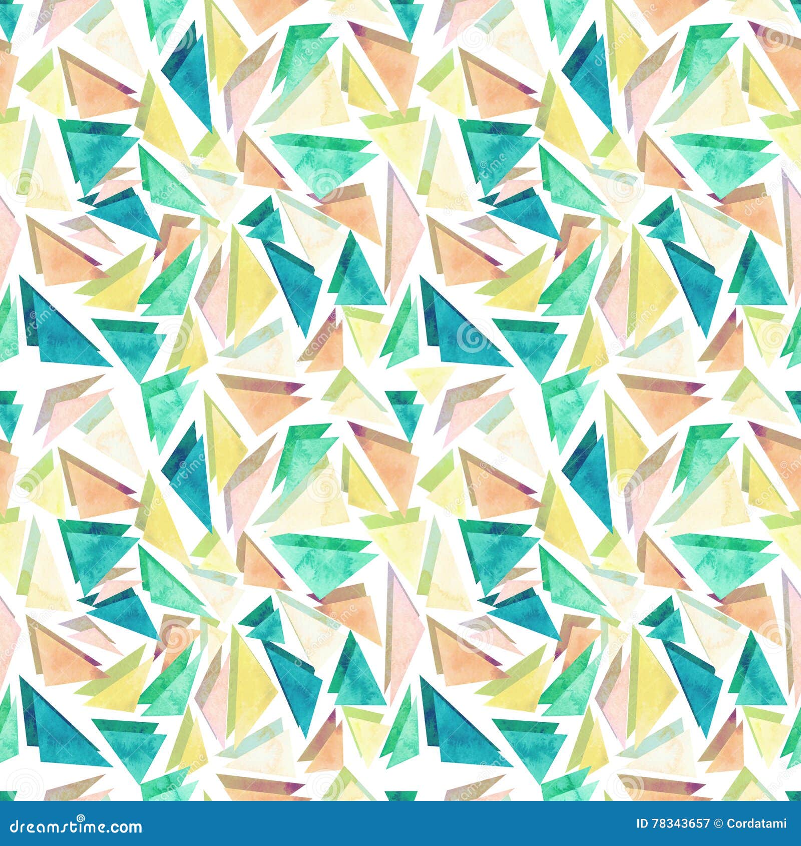 Watercolor Seamless Pattern with Triangles in Pastel Colors Stock ...