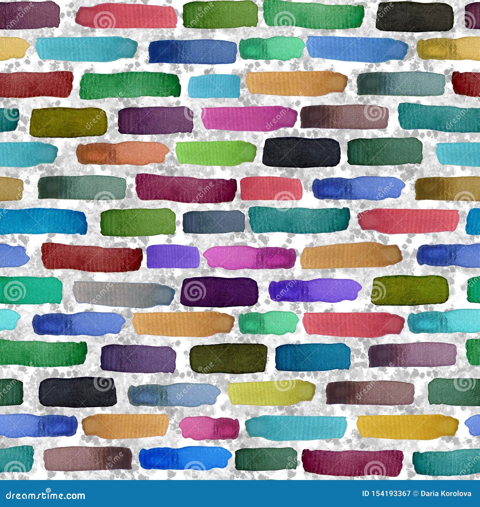 Watercolor Seamless Pattern a Wall of Multicolor Bricks on Grunge ...