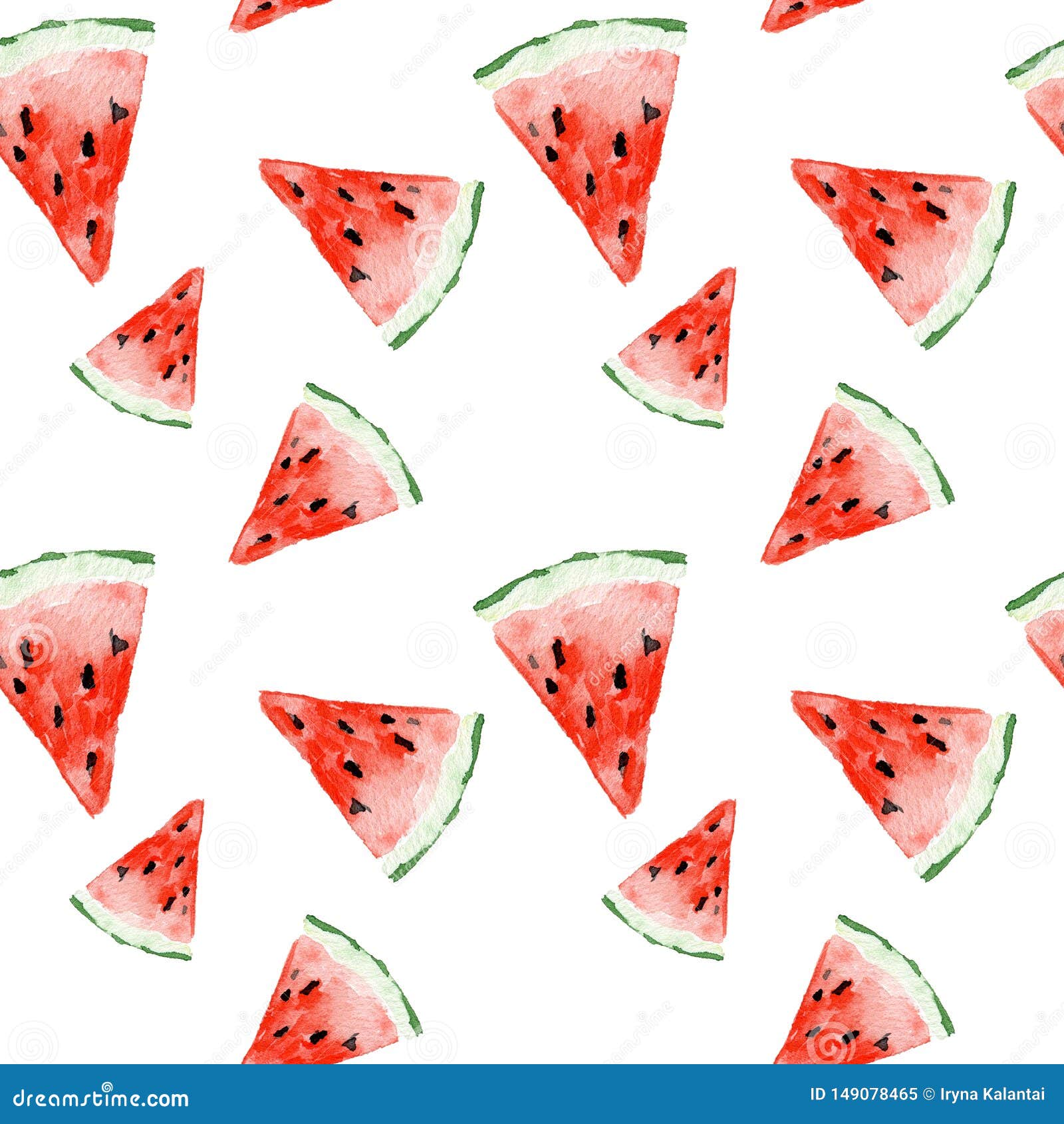 Watercolor Seamless Pattern with Watermelon. Exotic Fresh Pattern ...