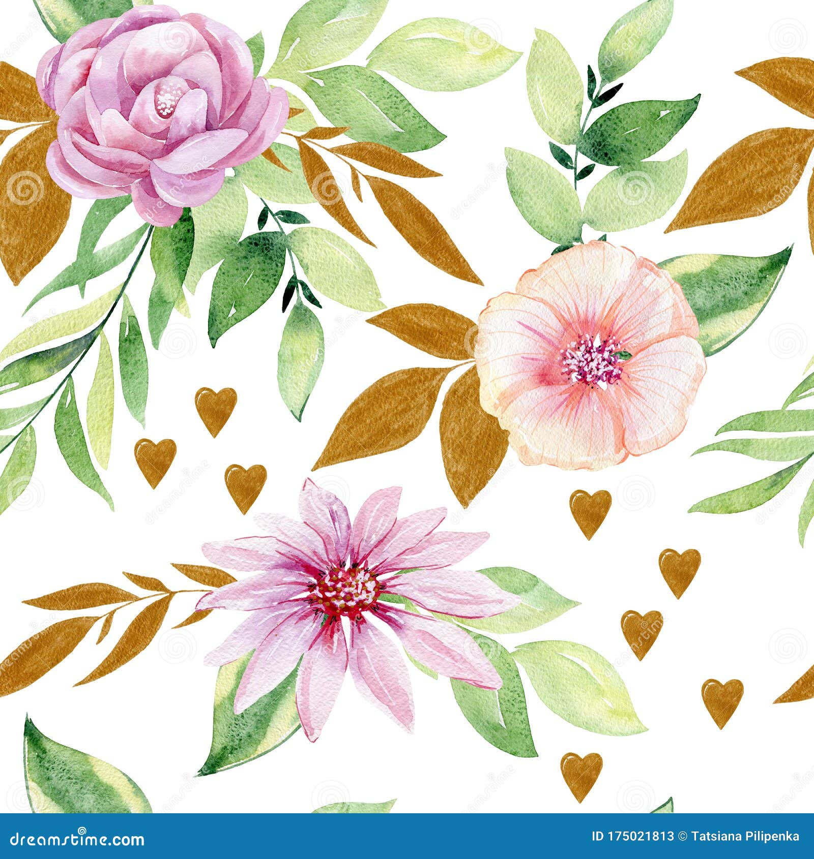 Watercolor Seamless Pattern Stock Illustration - Illustration of flower ...