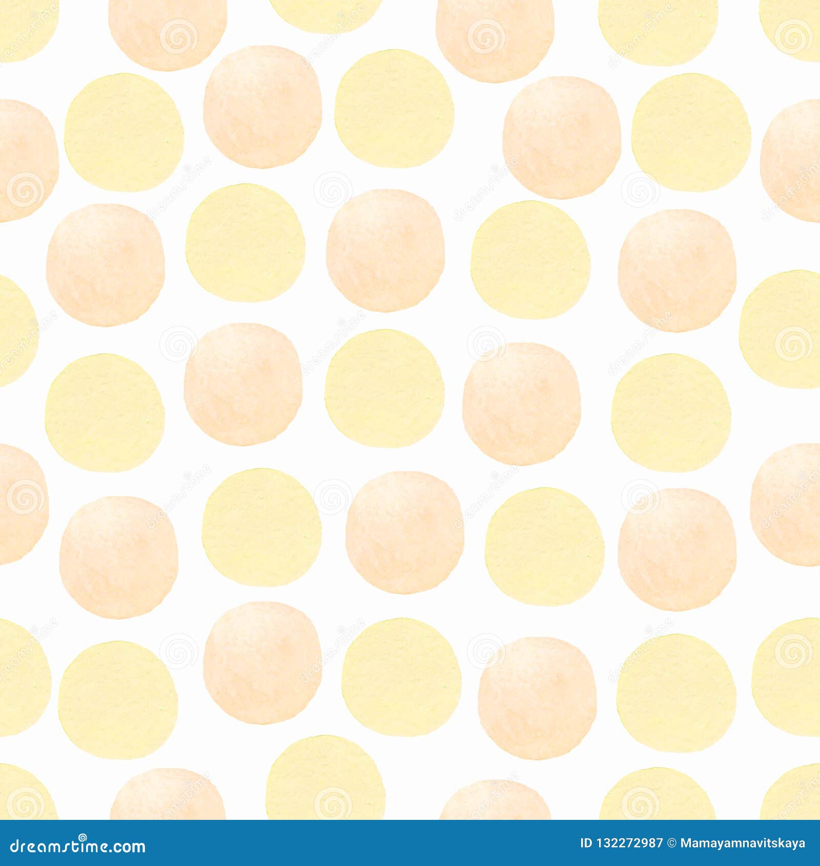 Watercolor Seamless Pattern Yellow Polka Dots Seamless Background For