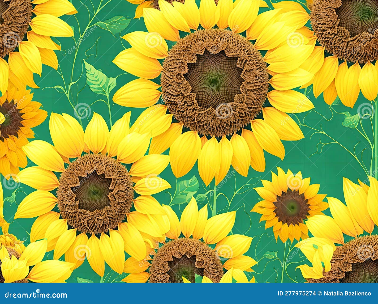 Watercolor Seamless Sunflowers Seamless Pattern Stock Illustration ...