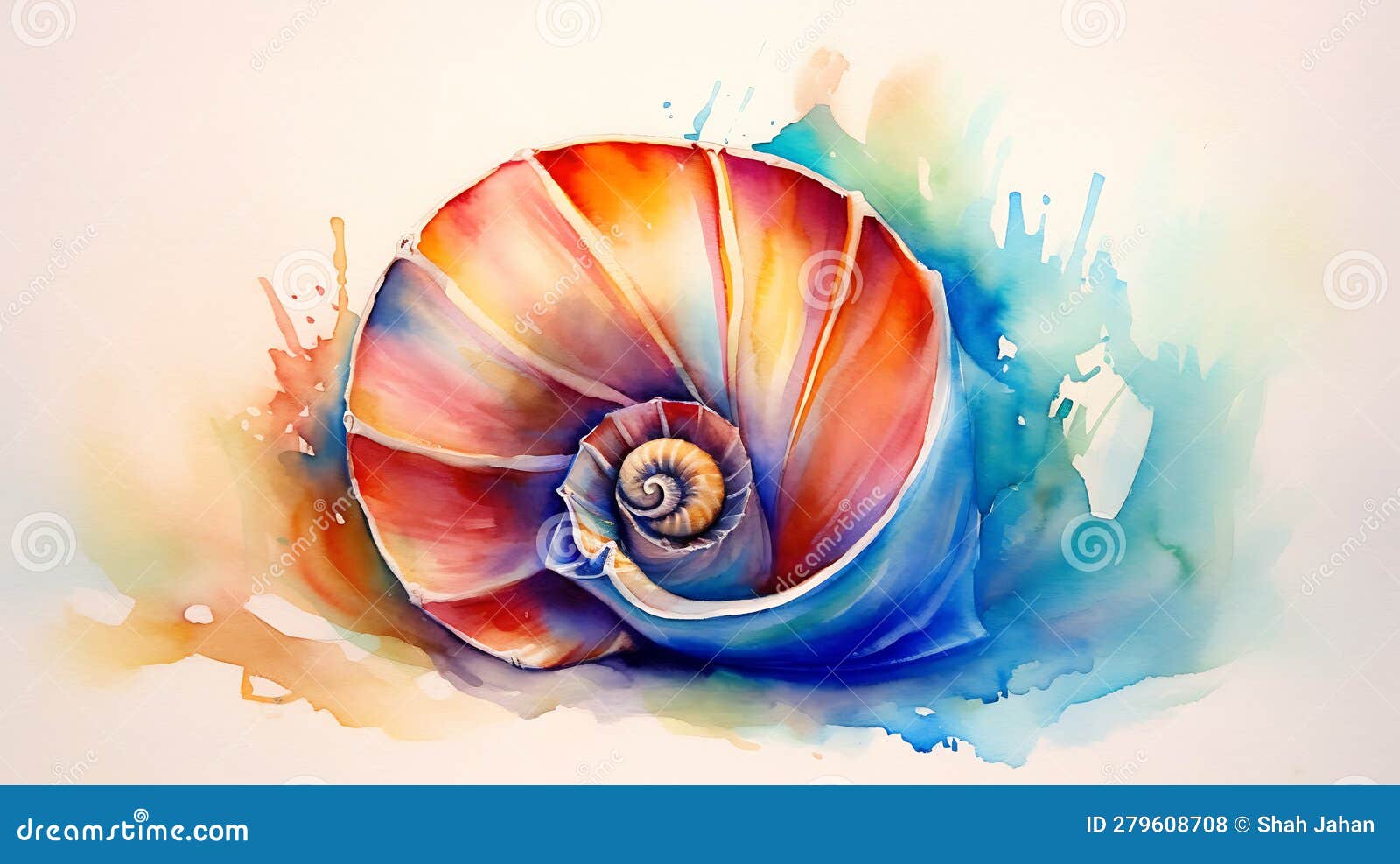 Watercolor seashell stock illustration. Illustration of painting ...