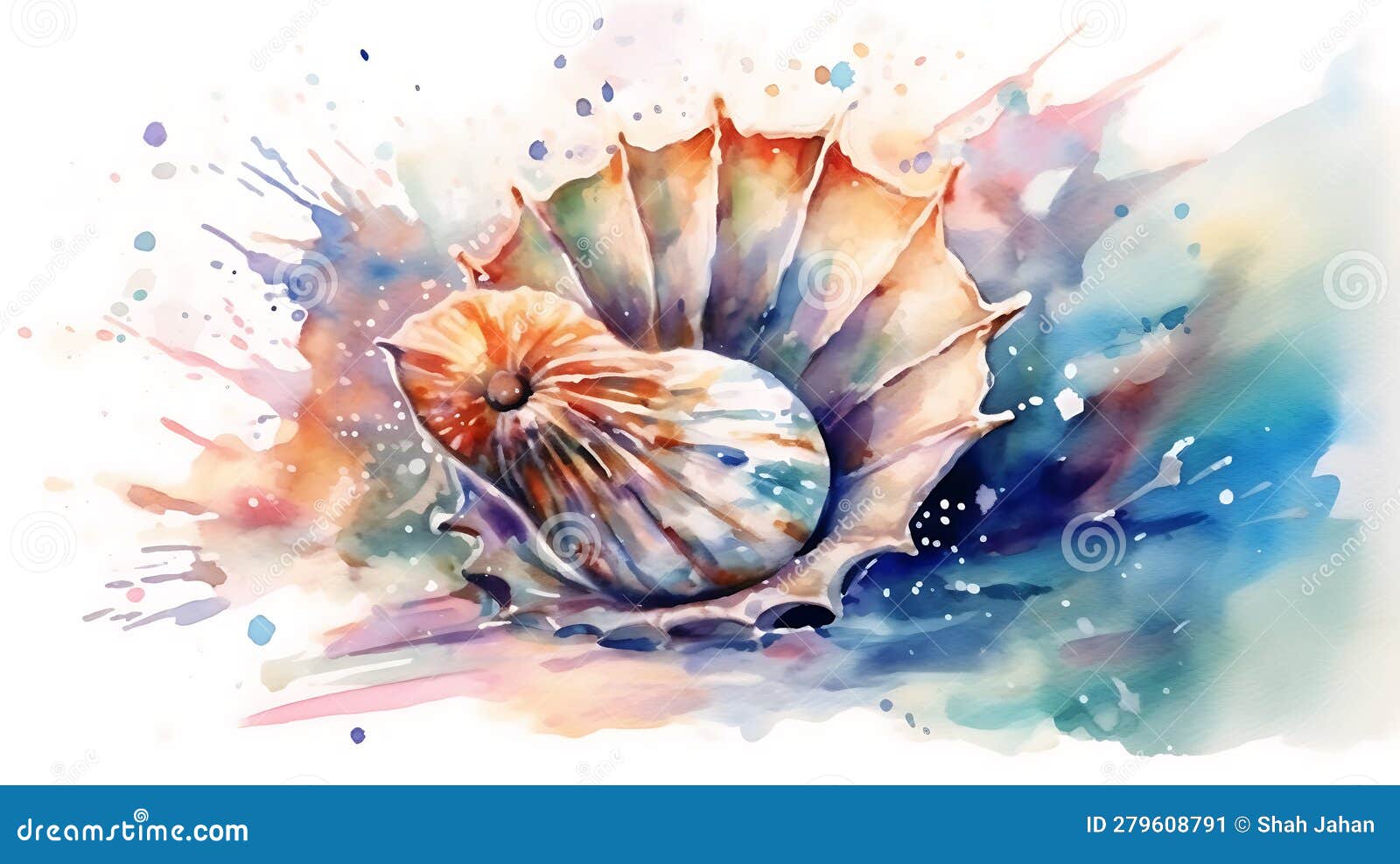Watercolor seashell stock illustration. Illustration of watercolor ...
