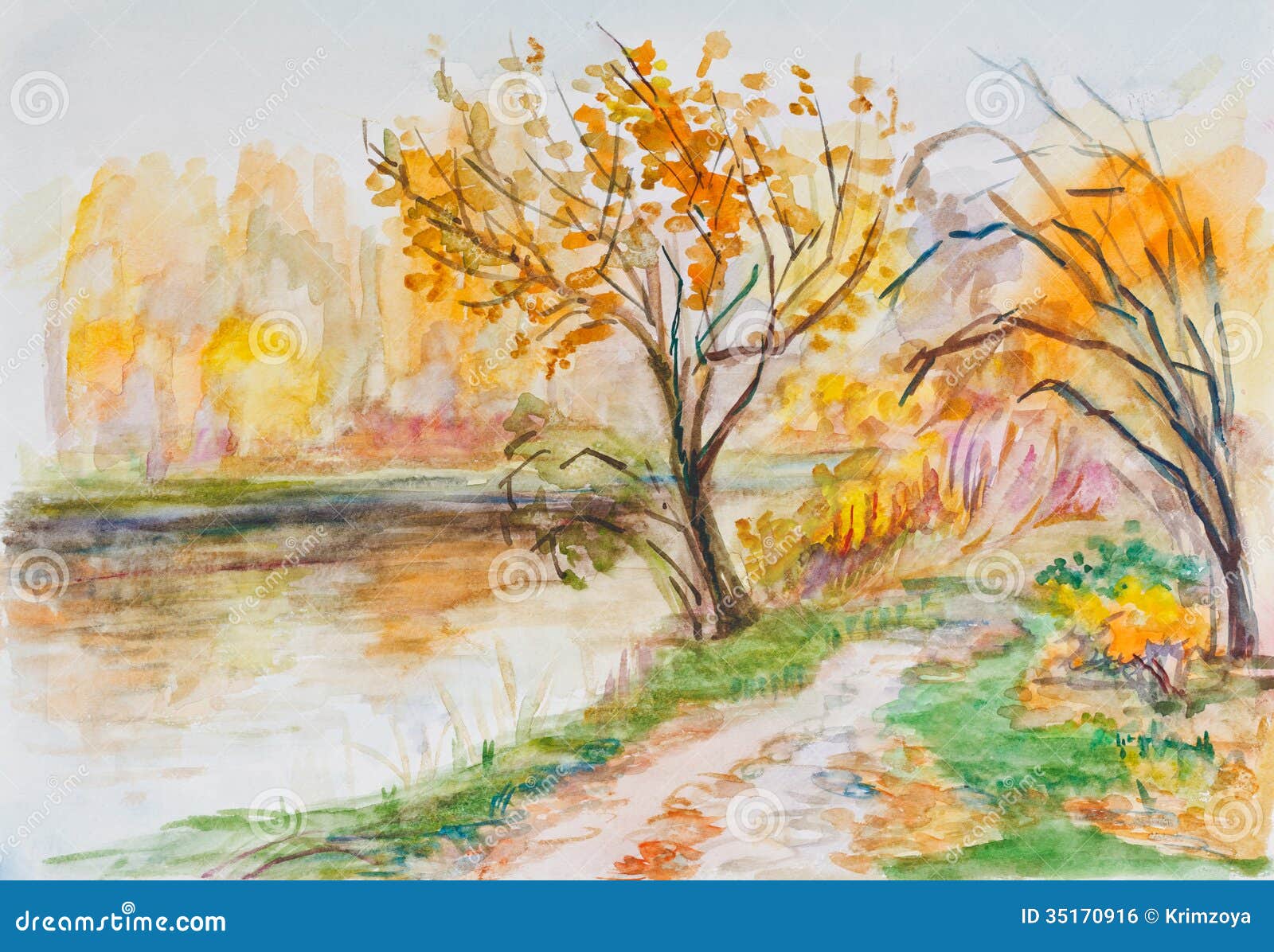 Watercolor September stock illustration. Illustration of view - 35170916