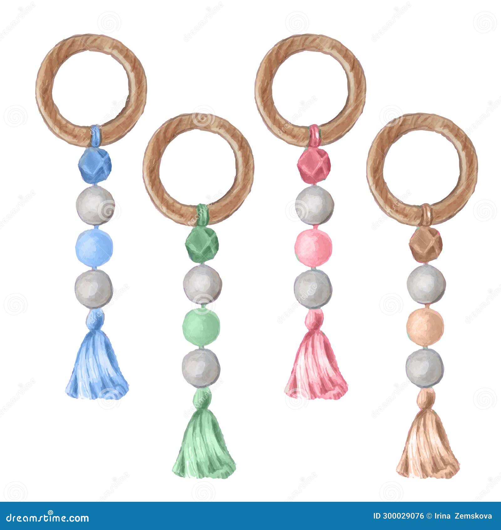 Watercolor Set of Baby Teethers. Hand Drawn Illustration for Baby ...