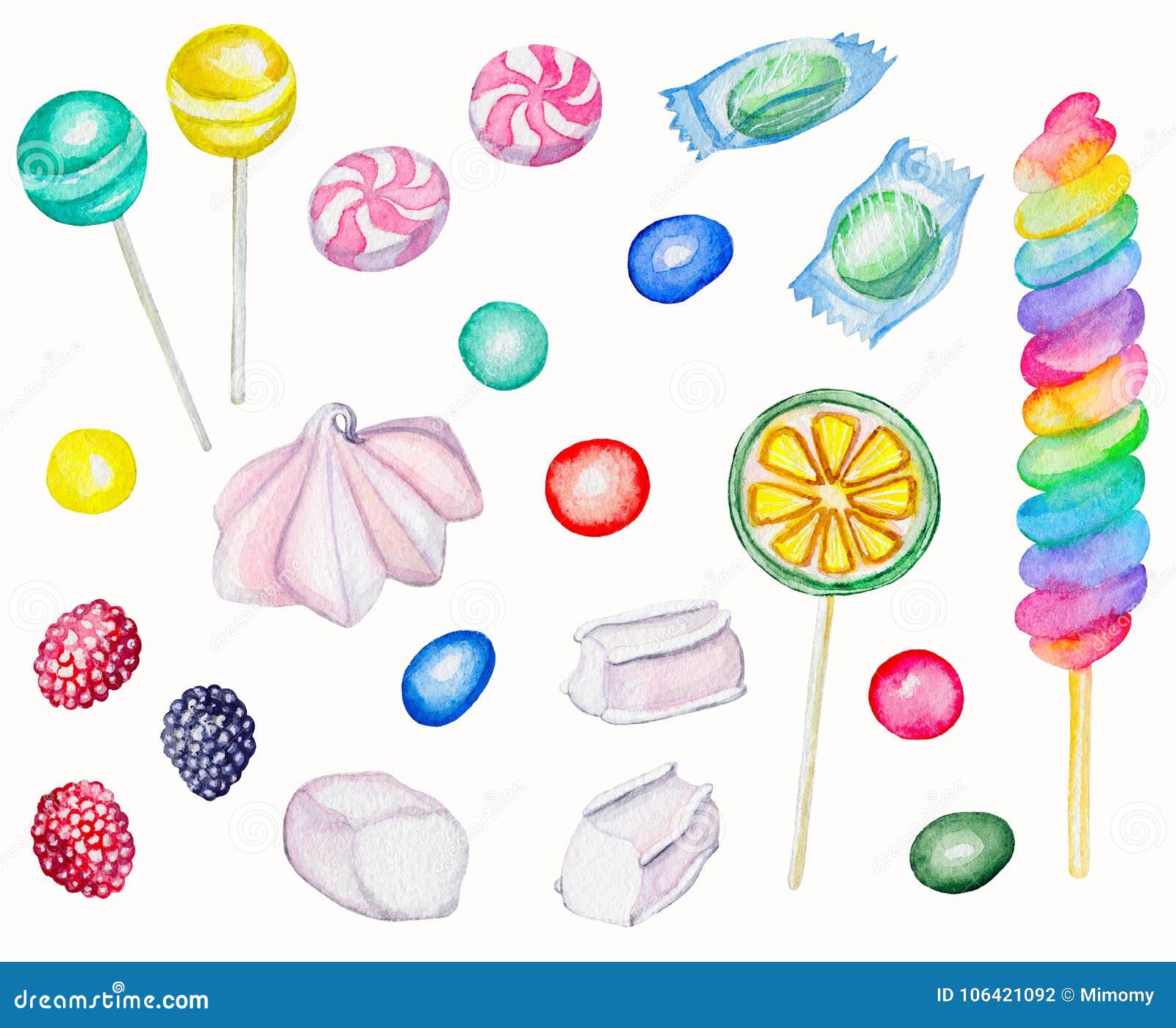 Watercolor Set of candies stock illustration. Illustration of ...