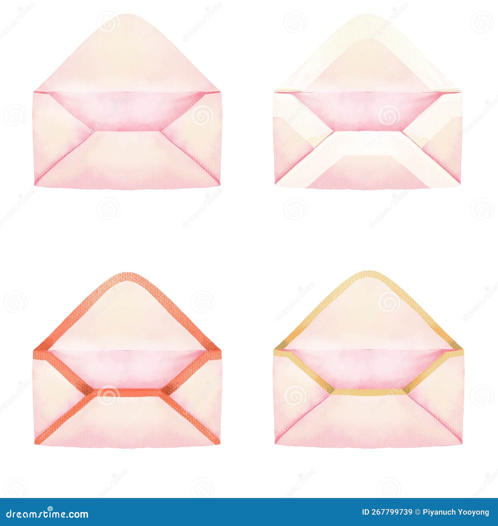 Watercolor Set of Envelopes-2 Stock Image - Image of mail, note: 267799739
