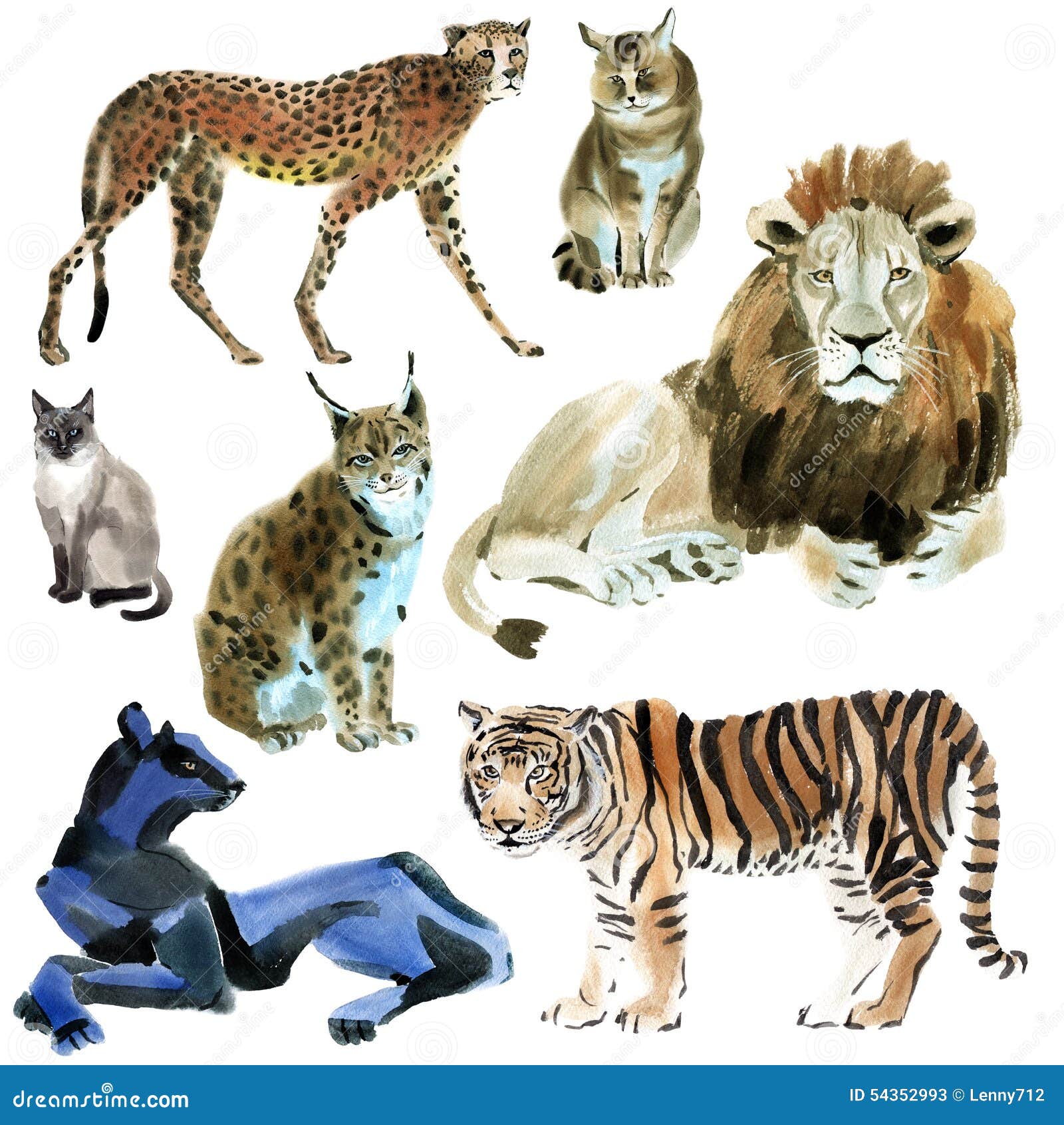 Wild Cats Collection Vector Silhouette Illustration Isolated On White ...