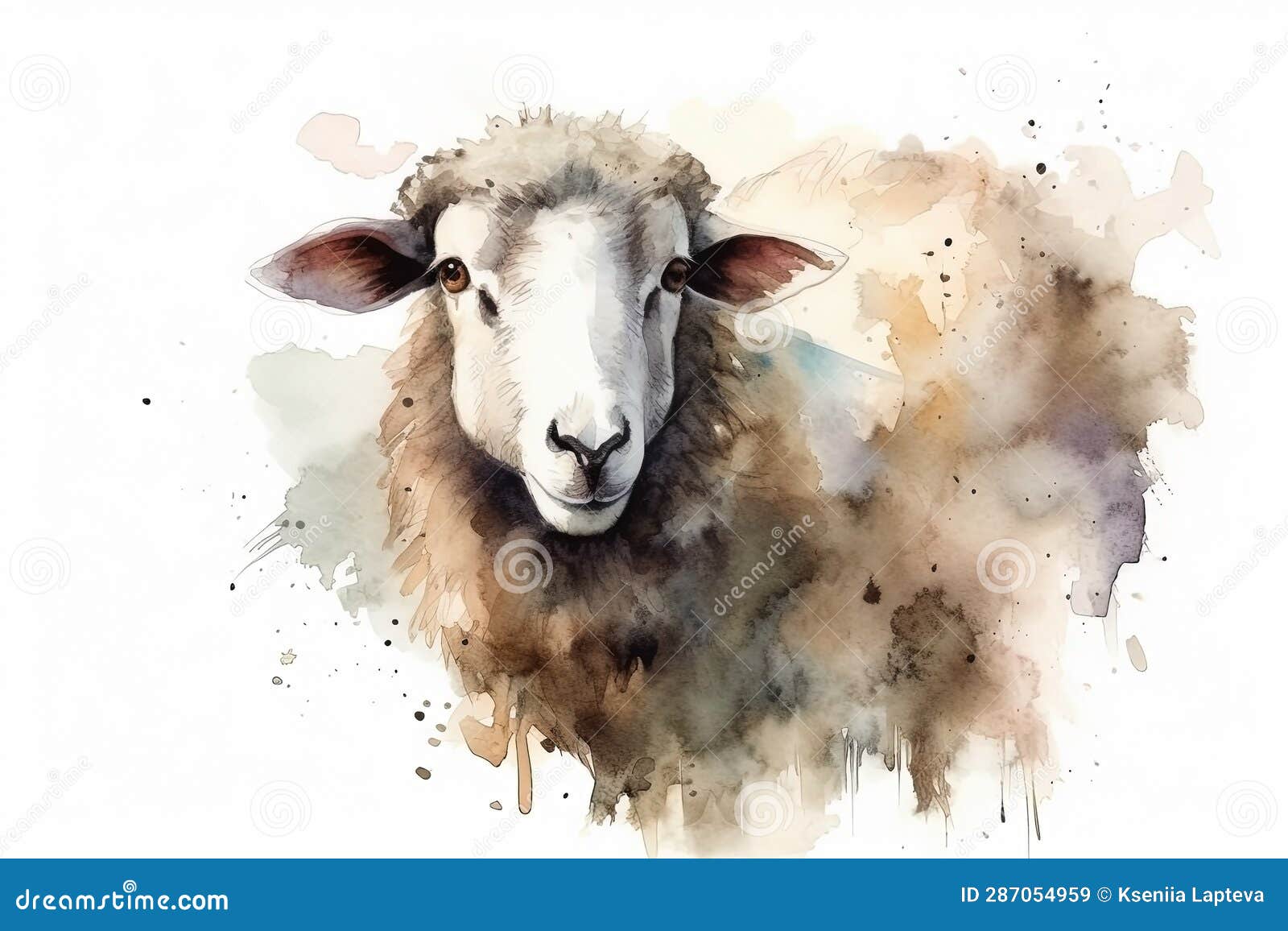 Watercolor Sheep Cute Sheep Watercolor Illustrations Cute Goat Hand ...