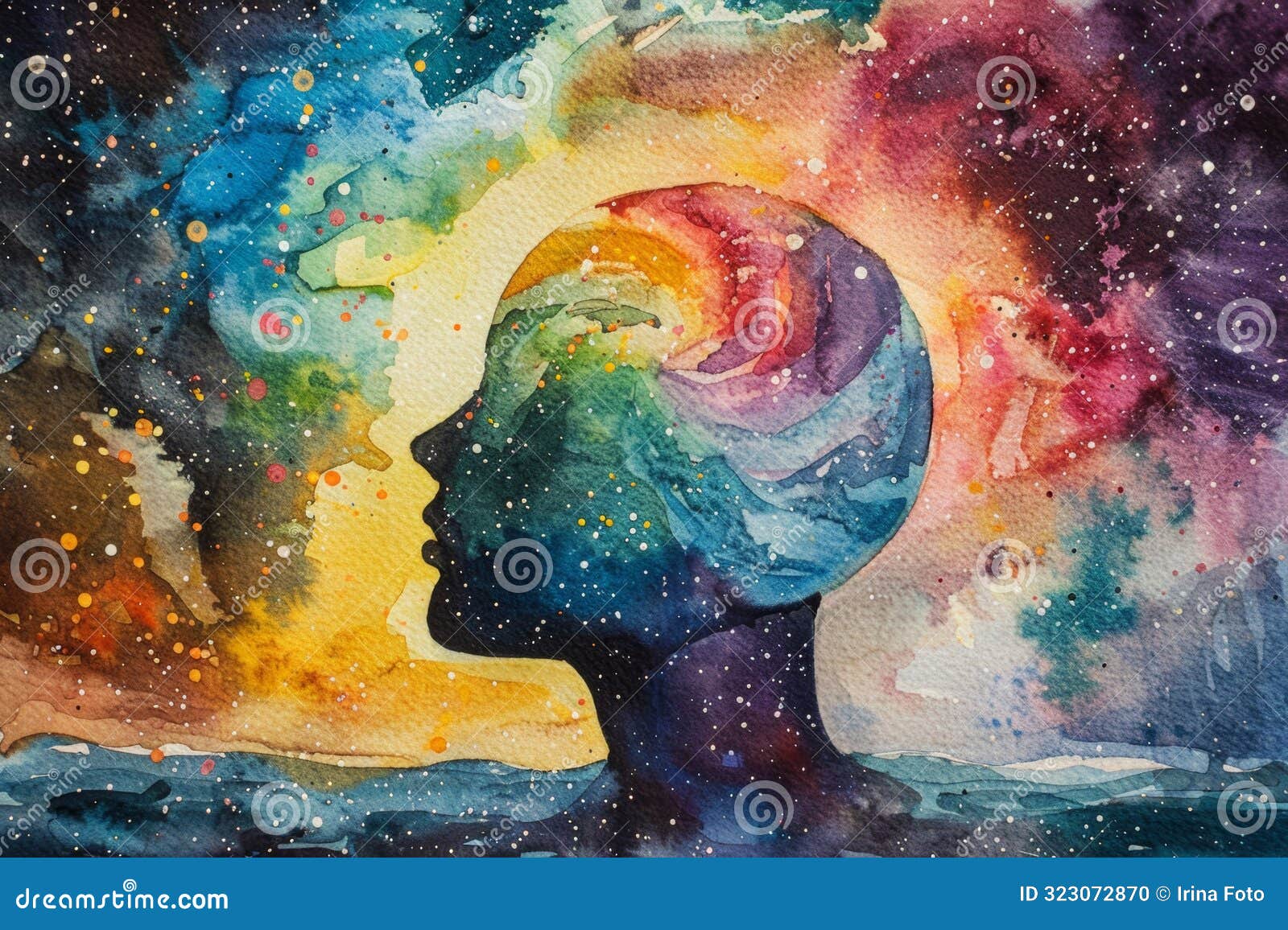 Watercolor Silhouette of Head with Abstract Colors Stock Photo - Image ...