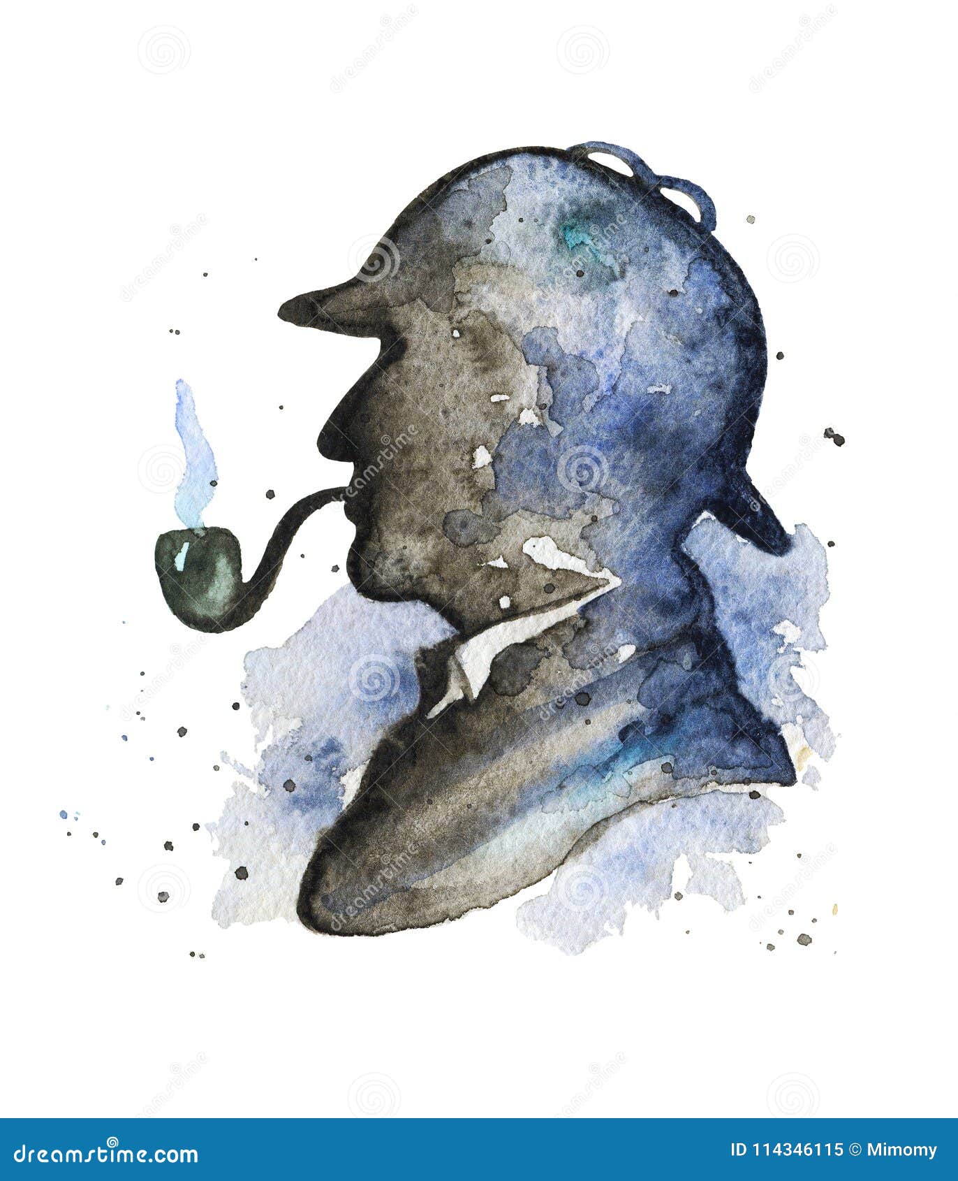 Watercolor Silhouette of Sherlock Holmes Stock Illustration ... Watercolor Silhouette of Sherlock Holmes Stock Illustration ...