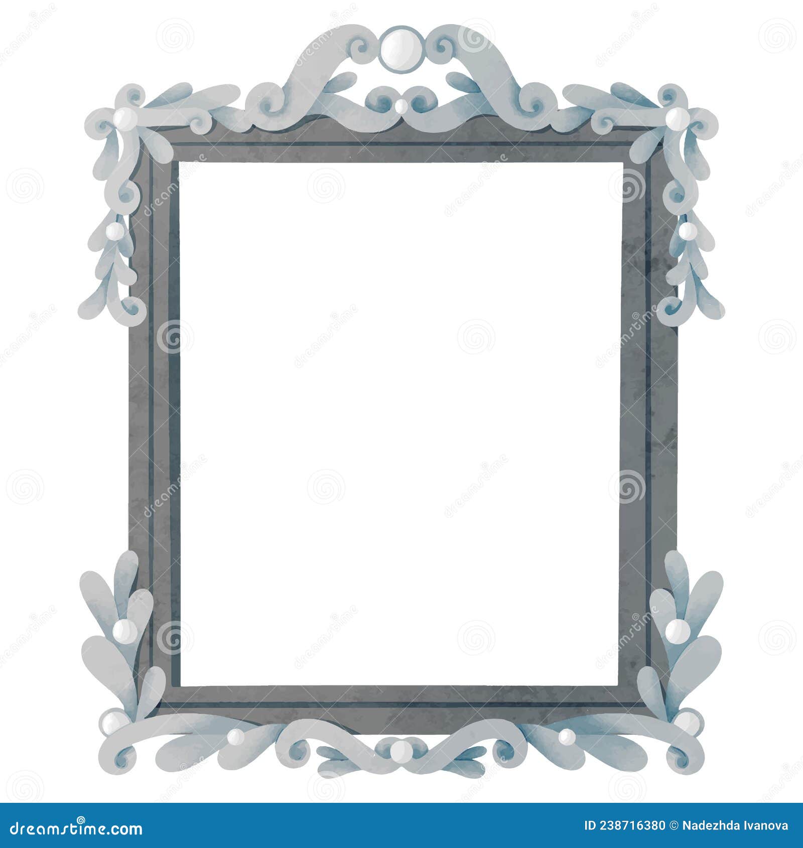 Watercolor Silver Frame Design Vector Illustration. Stock Vector ...