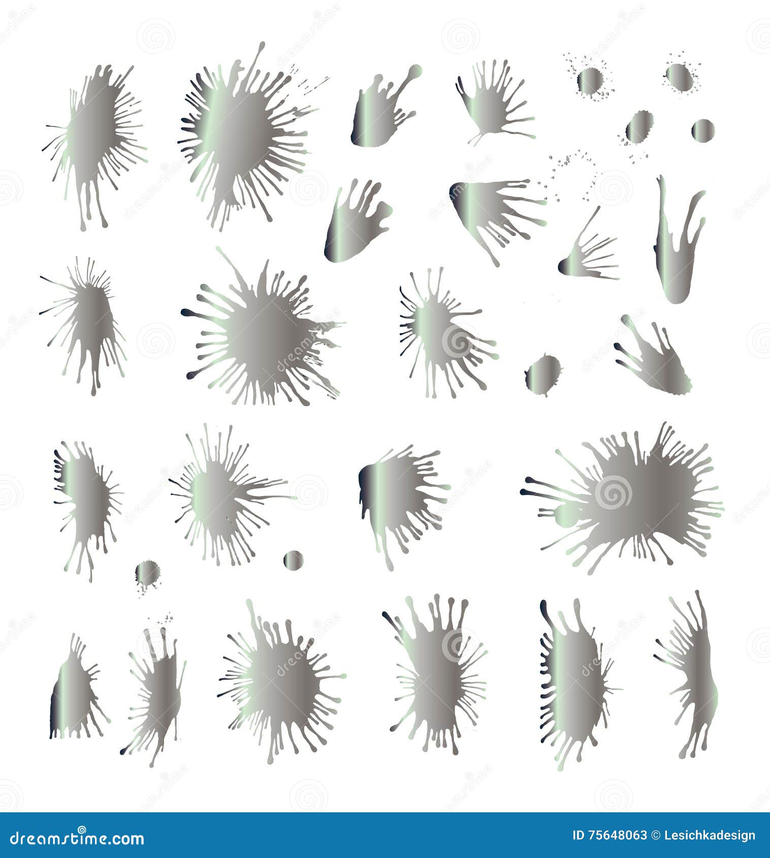 Watercolor Silver Splashes Set Stock Illustration - Illustration of ...