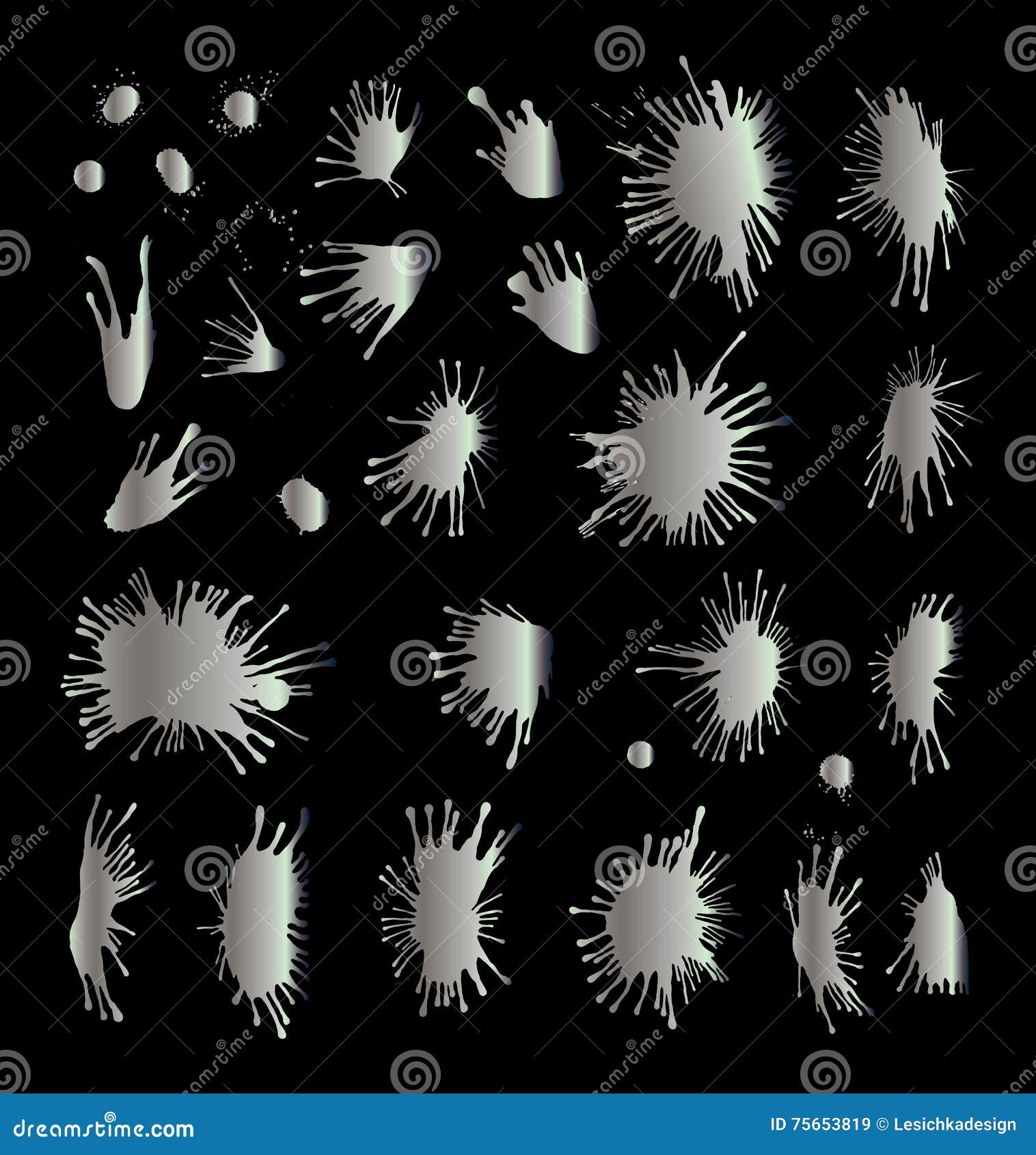 Watercolor Silver Splashes Set Stock Illustration - Illustration of ...