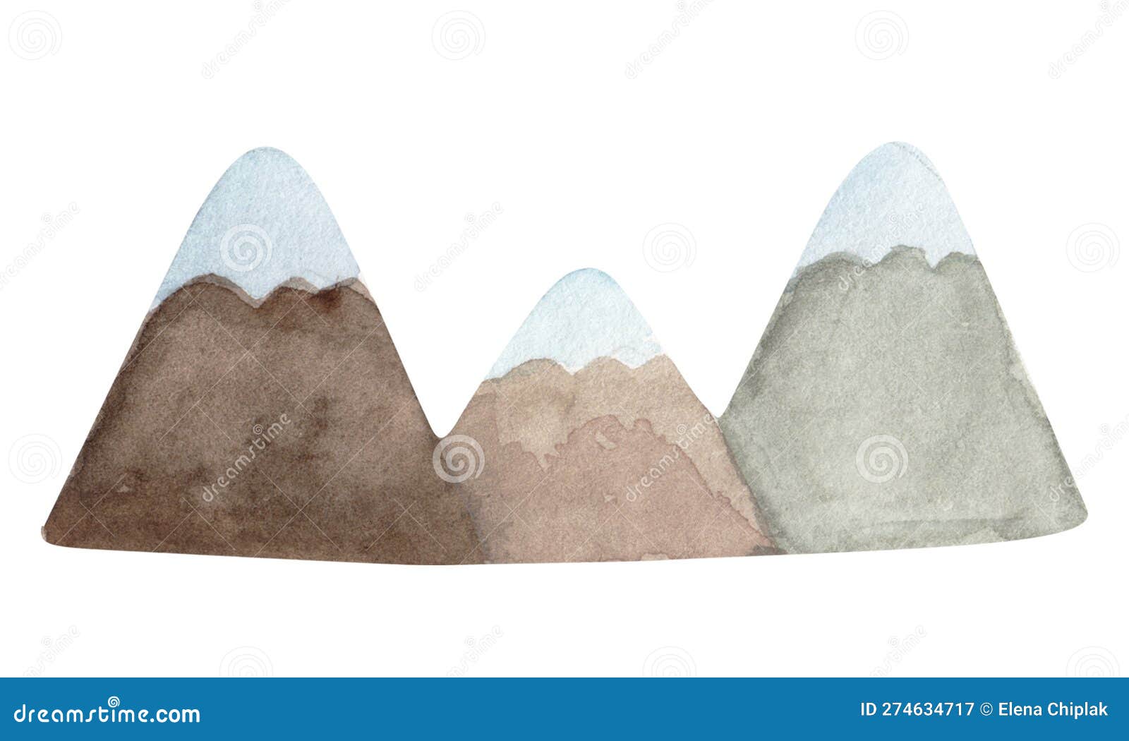 Watercolor Simple Mountains Isolated on White Background Stock ...