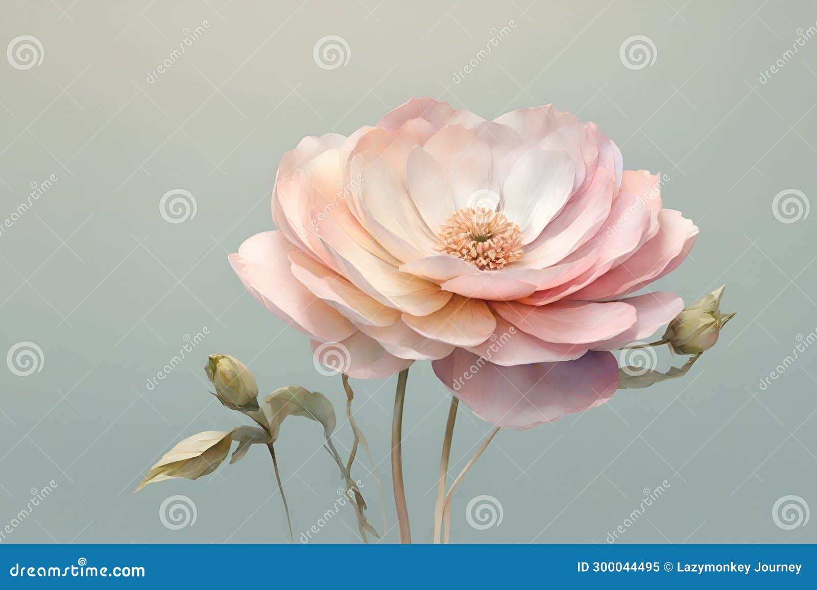Watercolor Single Flower Isolated on Pastel Background Stock ...