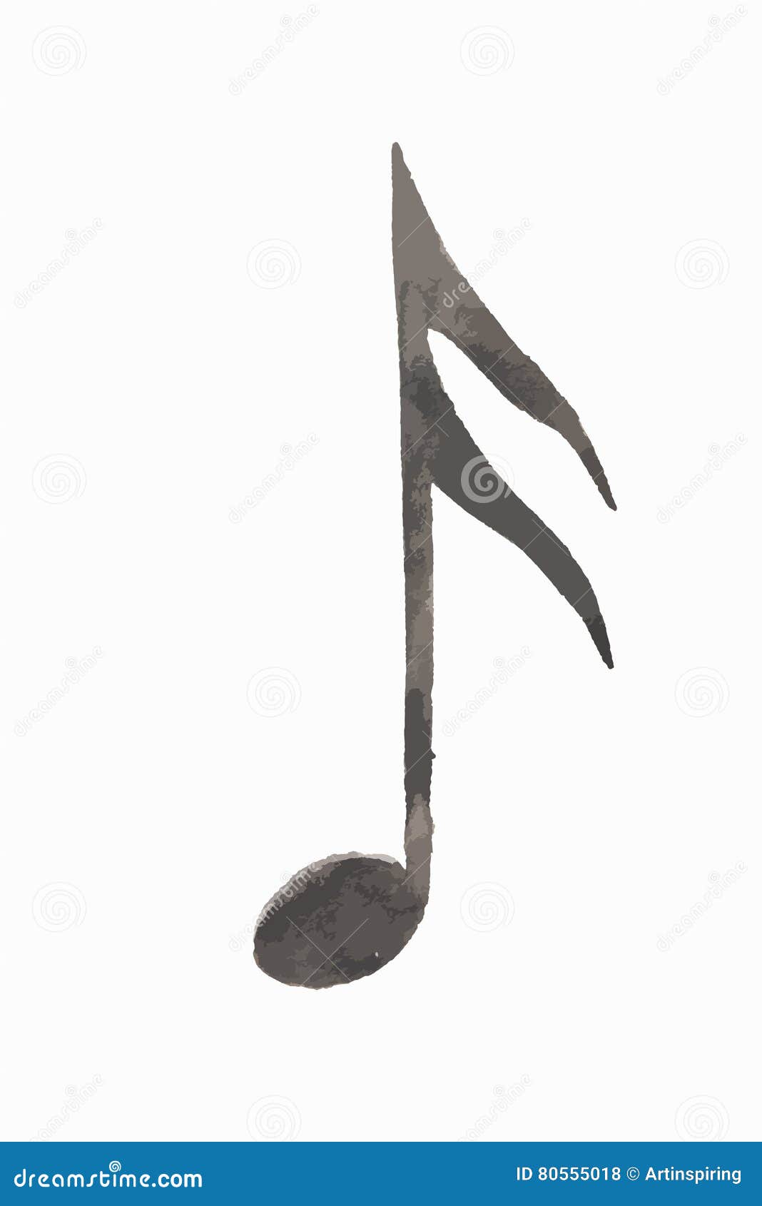 Watercolor sixteenth note. stock vector. Illustration of concert - 80555018