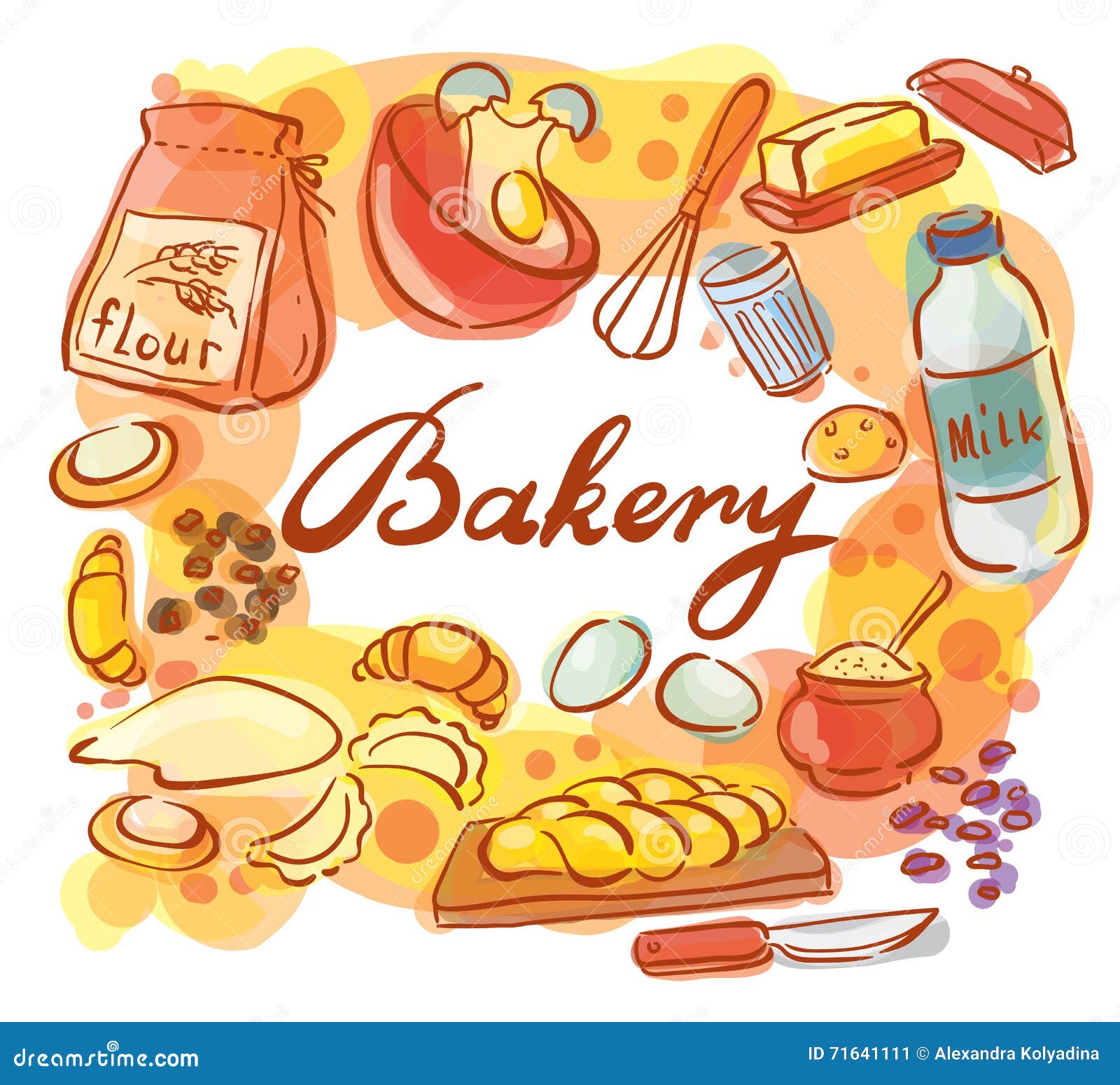 Watercolor Sketch Baking Ingredients Stock Vector - Illustration of ...