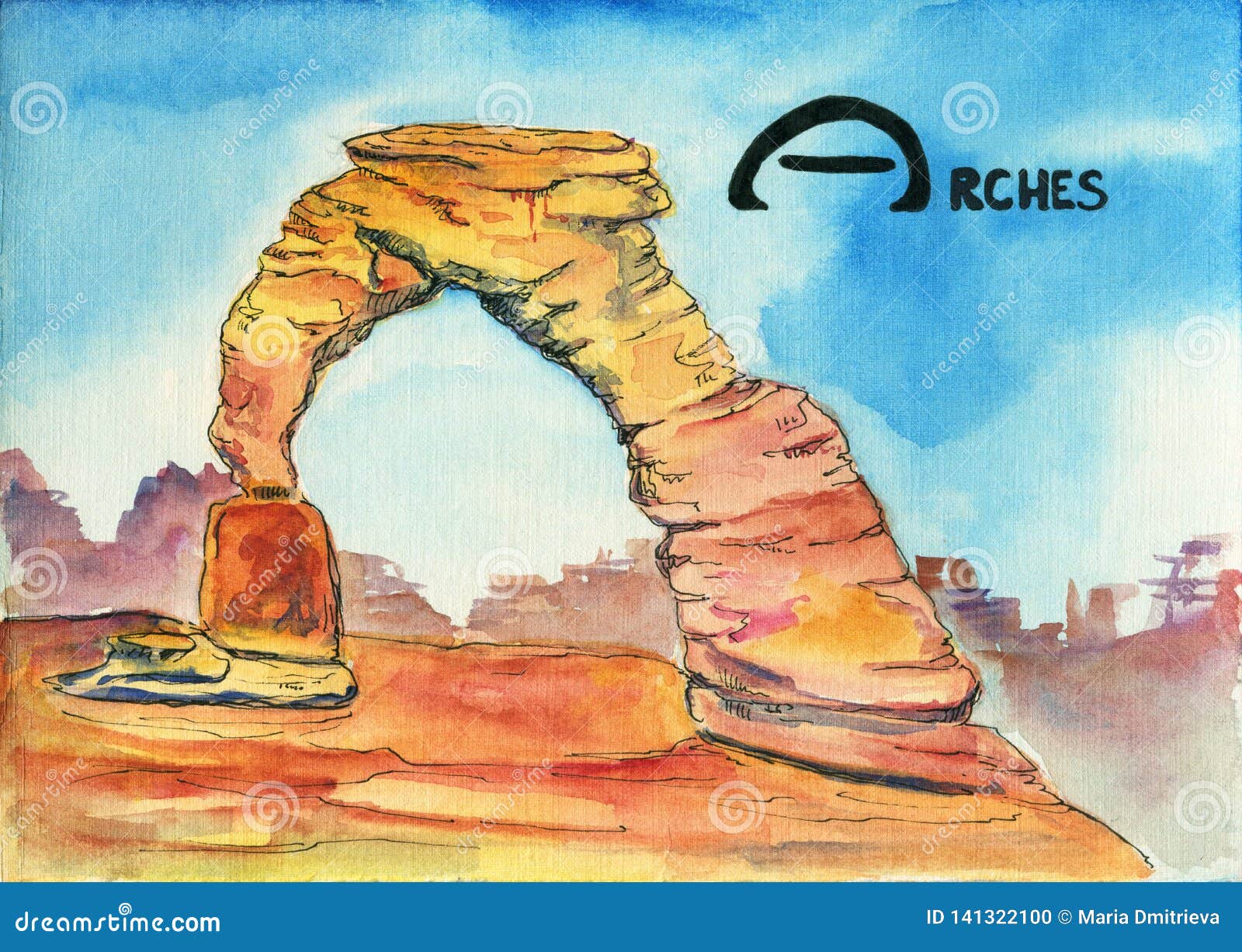 Delicate Arch In Arches National Park Vector Illustration ... Delicate Arch In Arches National Park Vector Illustration ...
