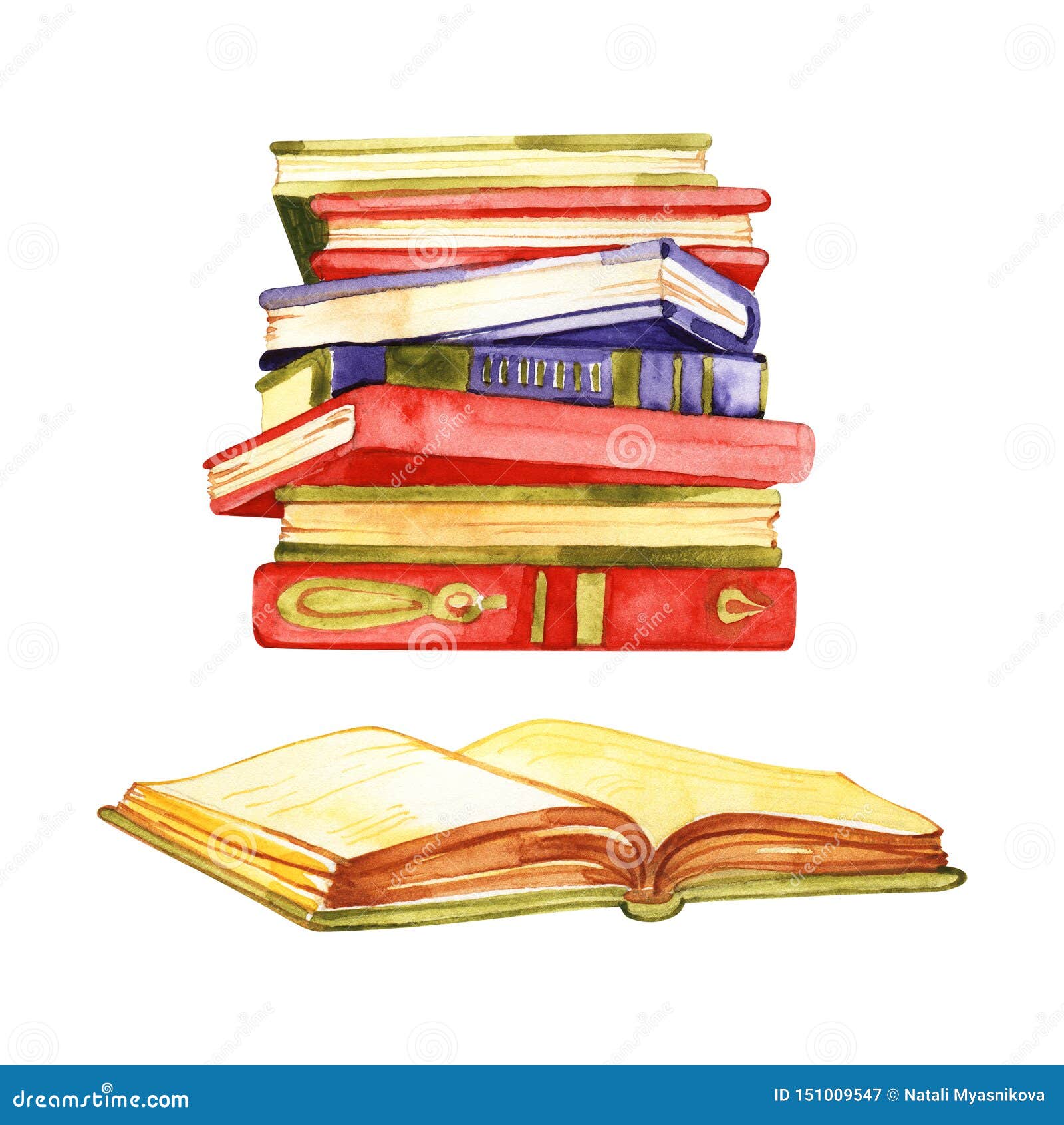 Watercolor Sketch of Stack of Books Isolated on White Background. Stock ... Watercolor Sketch of Stack of Books Isolated on White Background. Stock ...