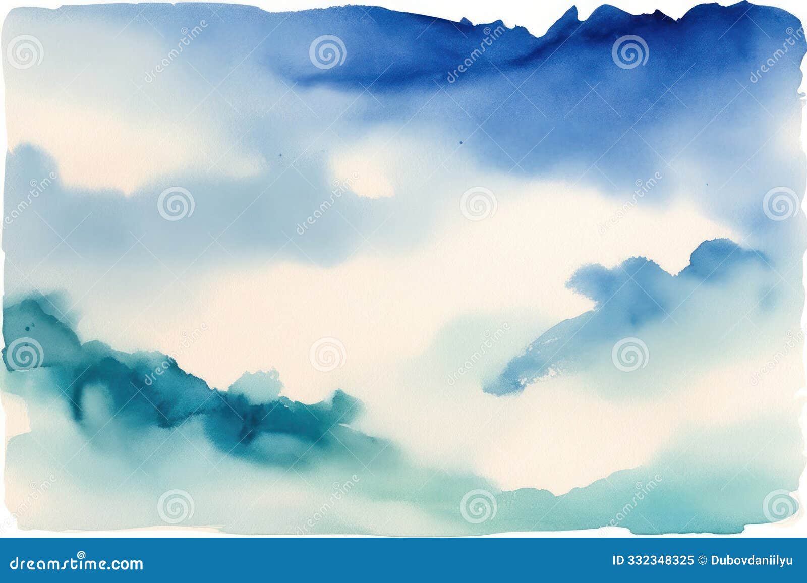 Watercolor Sky Illustration: Soft Clouds and Smooth Color Transitions ...
