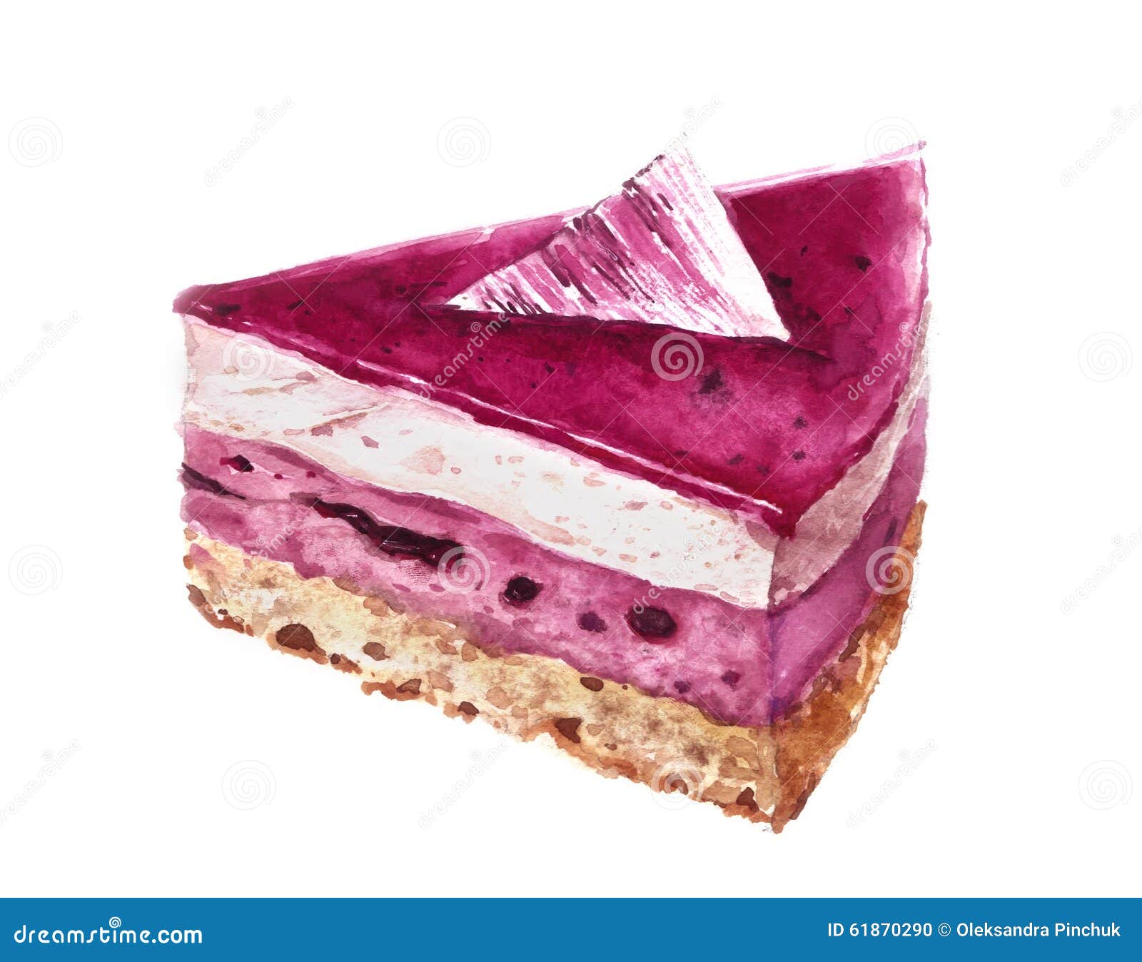 Watercolor Slice of Currant Cake Isolated on White Stock Photo - Image ...