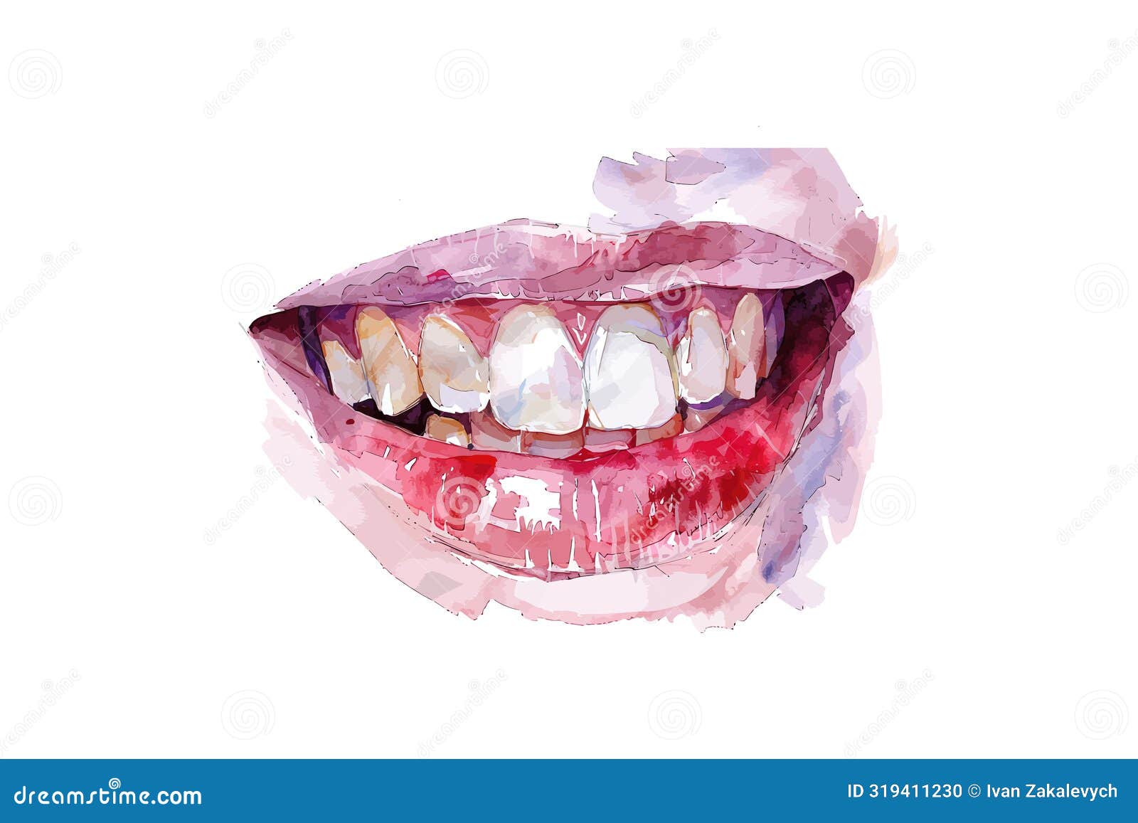 Watercolor Smile with Red Lips. Vector Illustration Design Stock ...