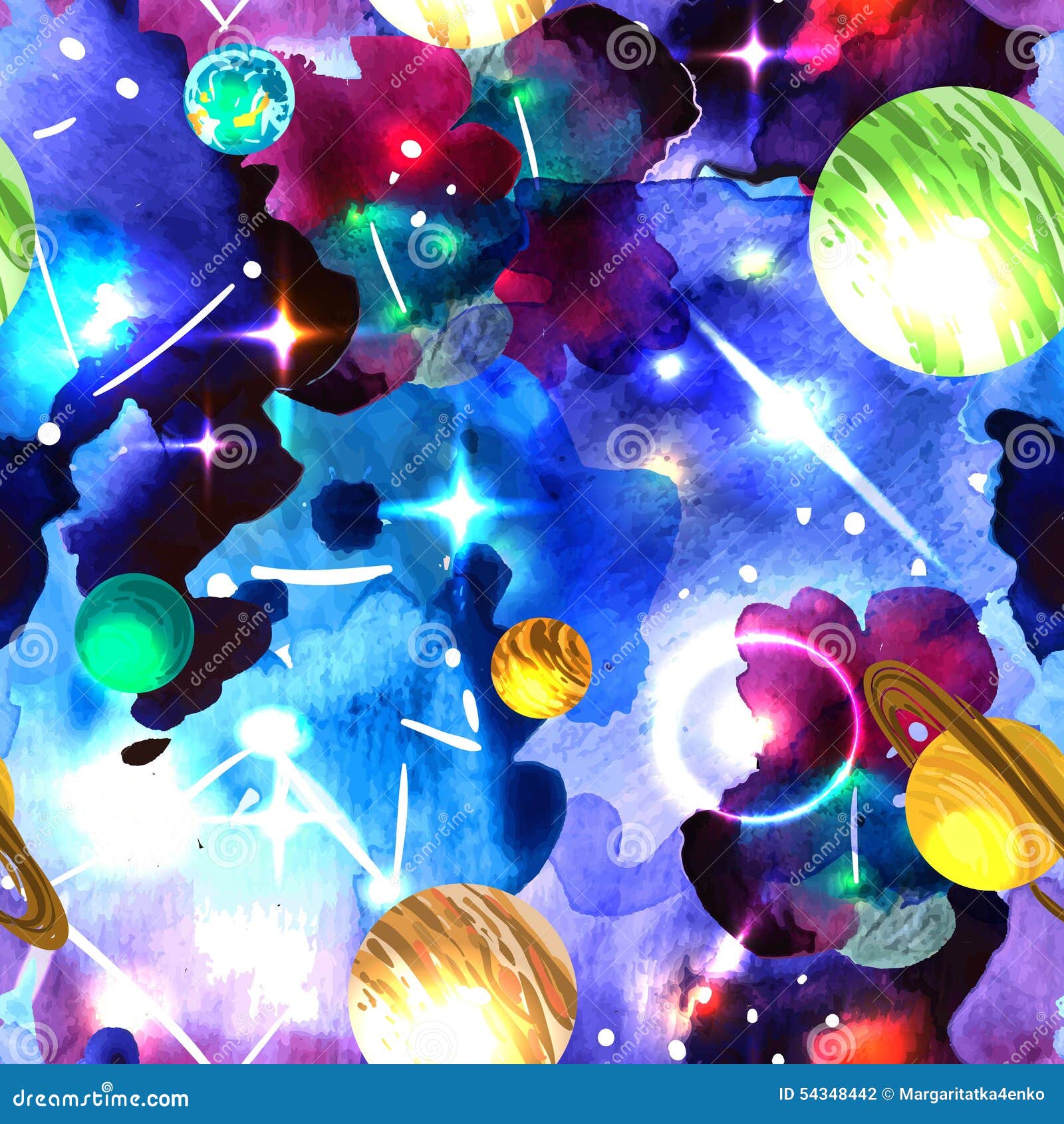 Watercolor space stock vector. Illustration of deep, creativity - 54348442