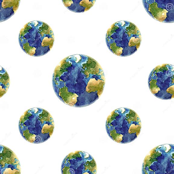 Watercolor Space Earth Pattern Stock Illustration - Illustration of ...