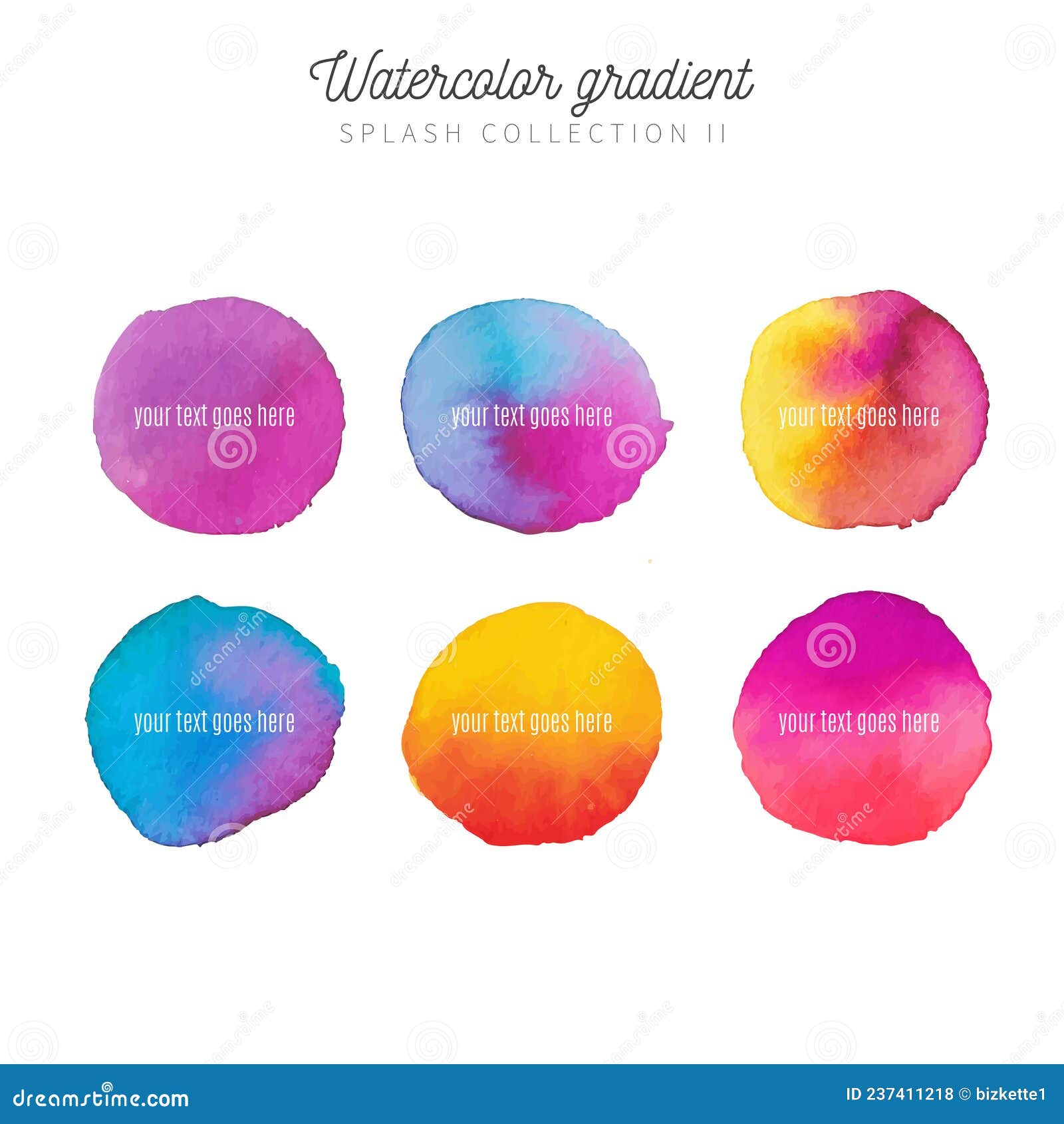 Watercolor Splash Collection with Colorful Gradients Design ...